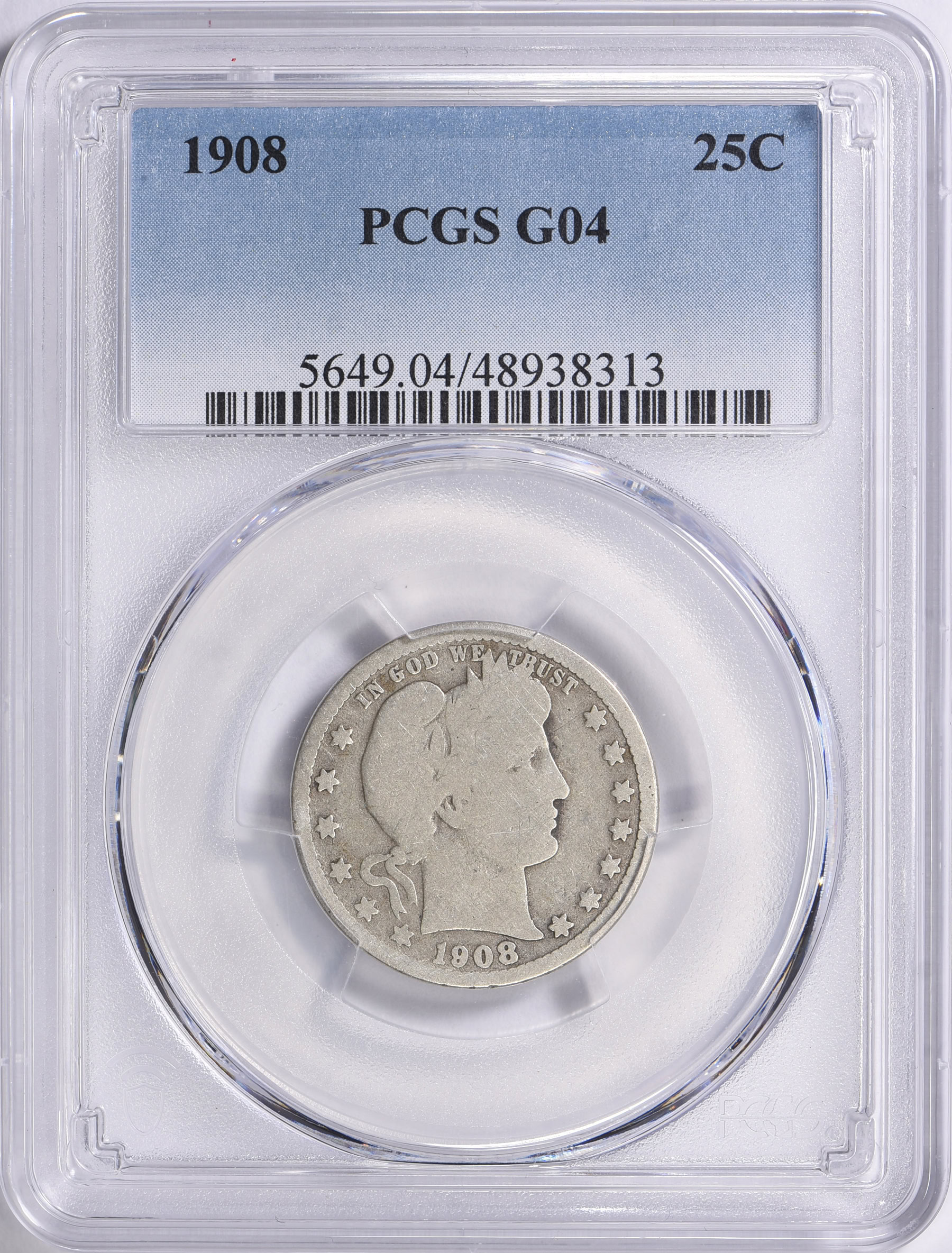 1908 Barber Quarter PCGS G-04 (Item 1703276) | GreatCollections Coin ...