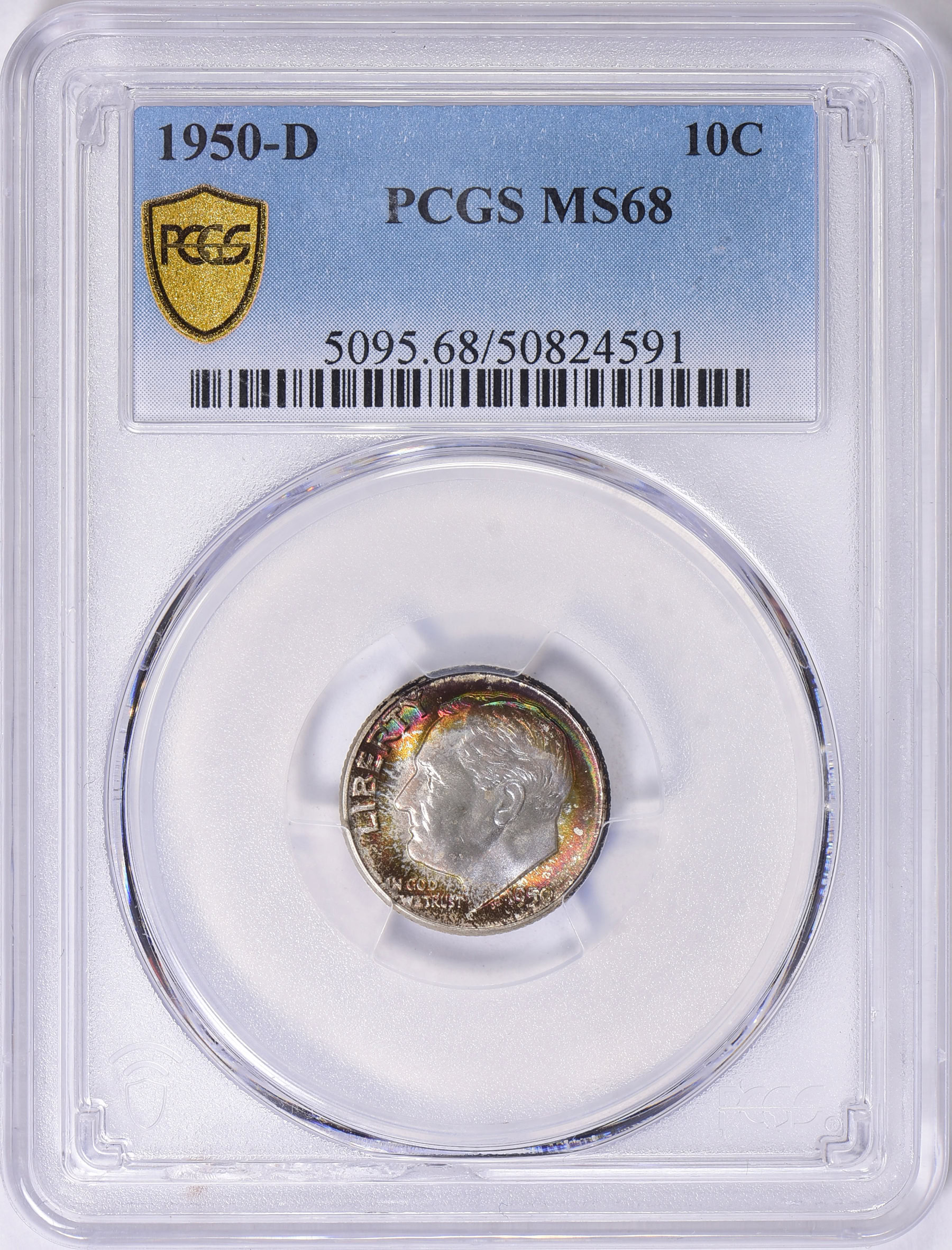 1950-D Roosevelt Dime PCGS MS-68 (Toned) (Item 1703332 ...