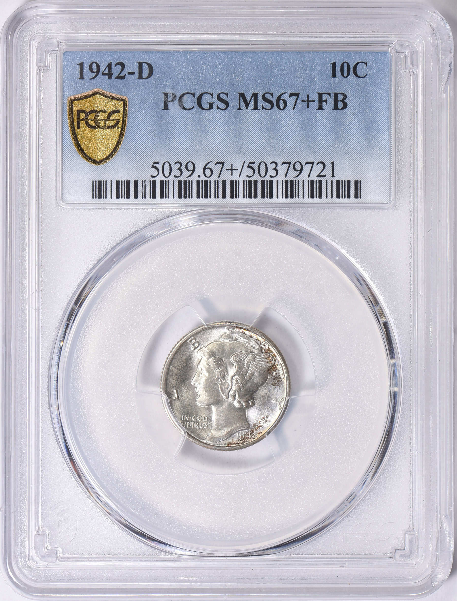 1942-D Mercury Dime PCGS MS-67+ FB (Toned) (Item 1703339) | GreatCollections Coin Auctions