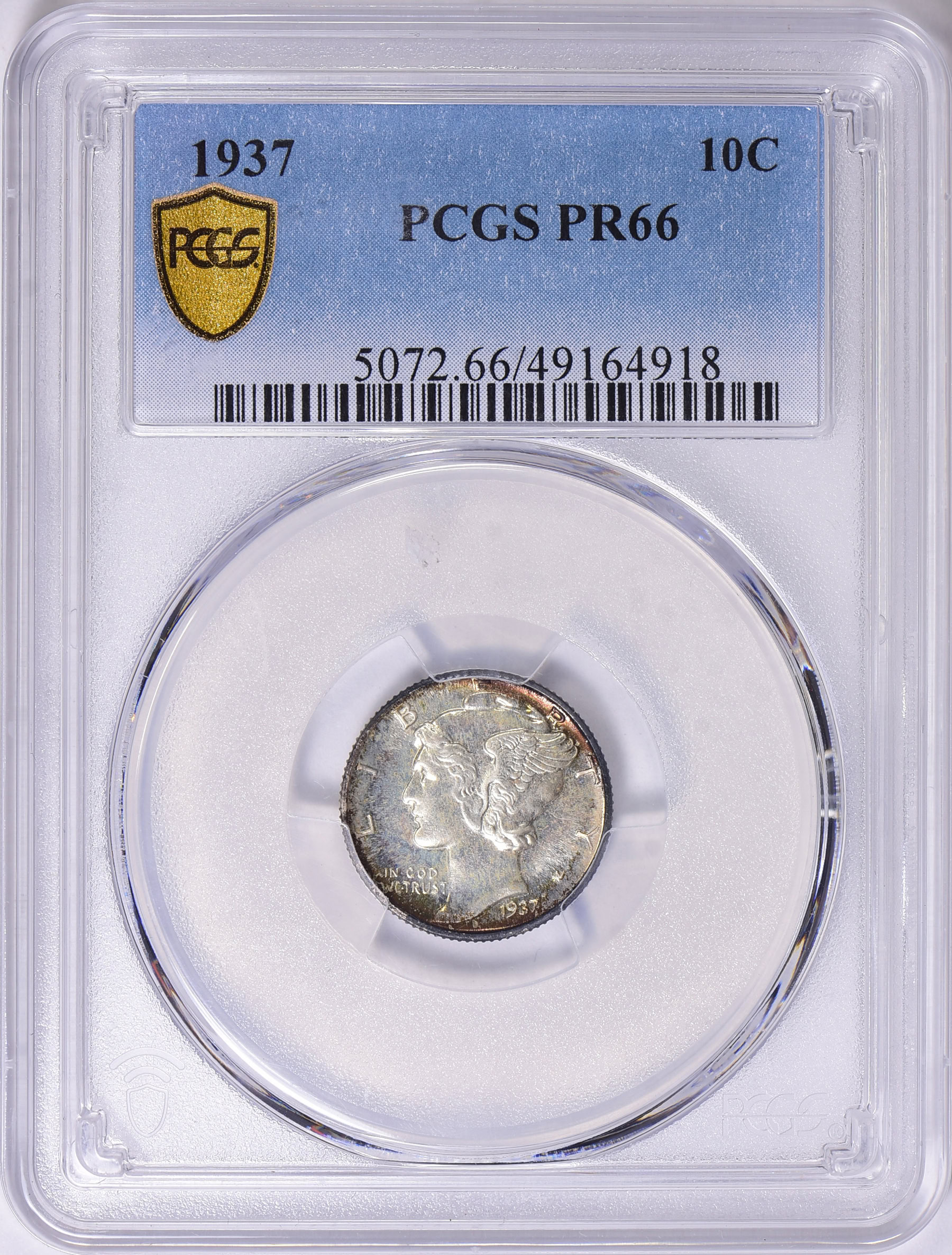 1937 Mercury Dime PCGS Proof-66 (Toned) (Item 1703348) | GreatCollections Coin Auctions