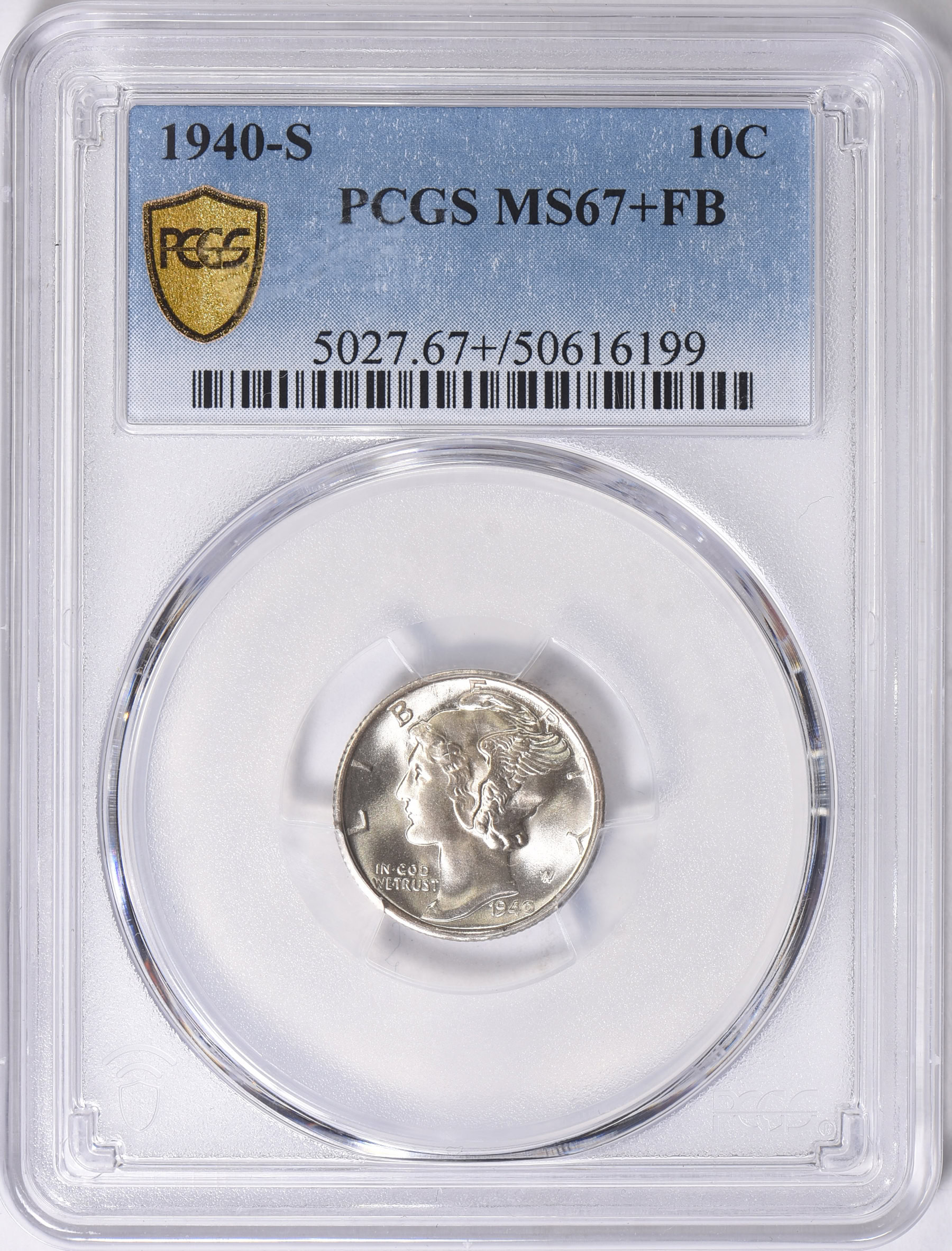 1940-S Mercury Dime PCGS MS-67+ FB (Item 1703369) | GreatCollections Coin Auctions