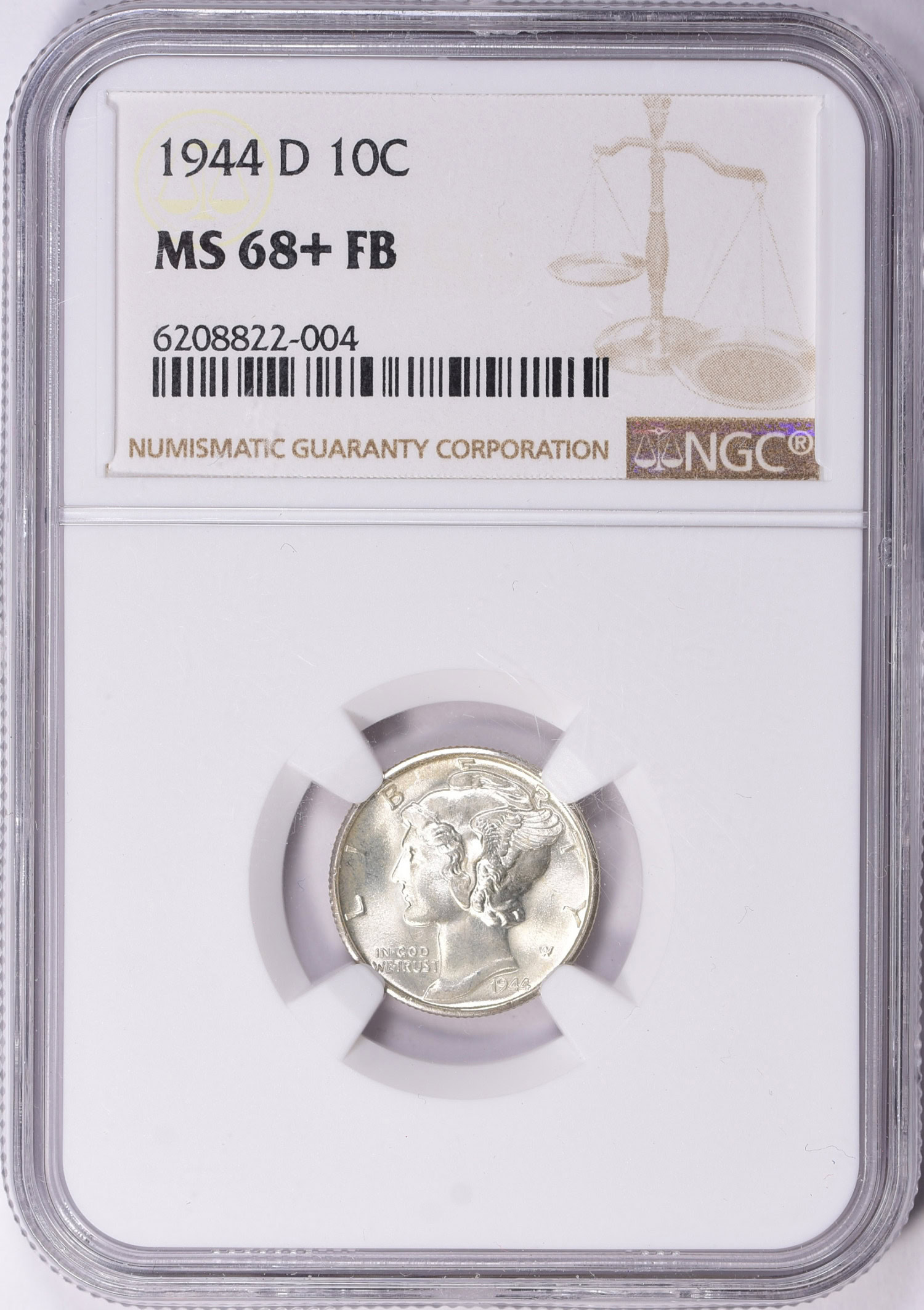 1944-D Mercury Dime NGC MS-68+ FB (Item 1703375) | GreatCollections Coin Auctions