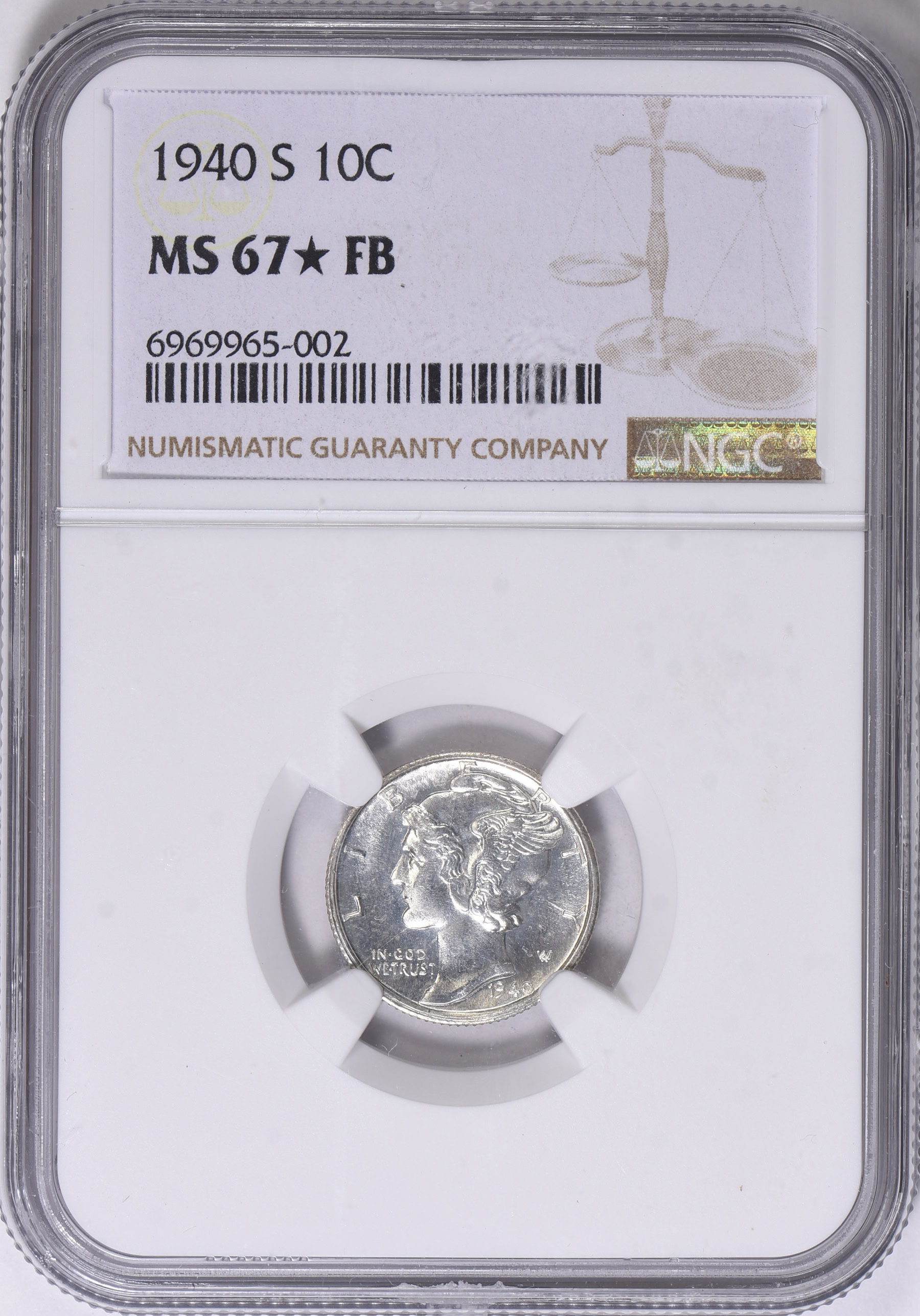 1940-S Mercury Dime NGC MS-67 ★ FB (Item 1703386) | GreatCollections Coin Auctions