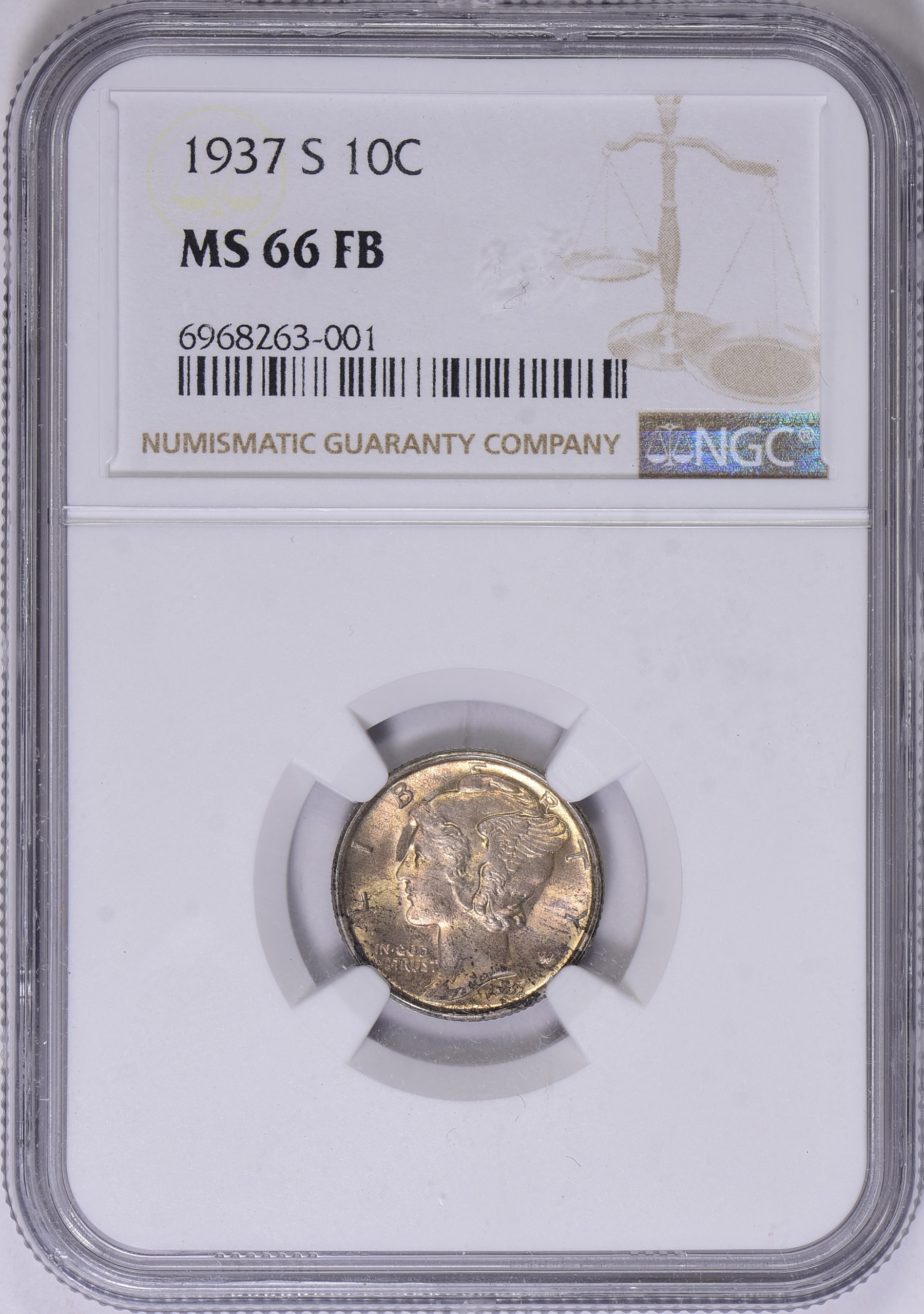 1937-S Mercury Dime NGC MS-66 FB (Toned) (Item 1703397) | GreatCollections Coin Auctions
