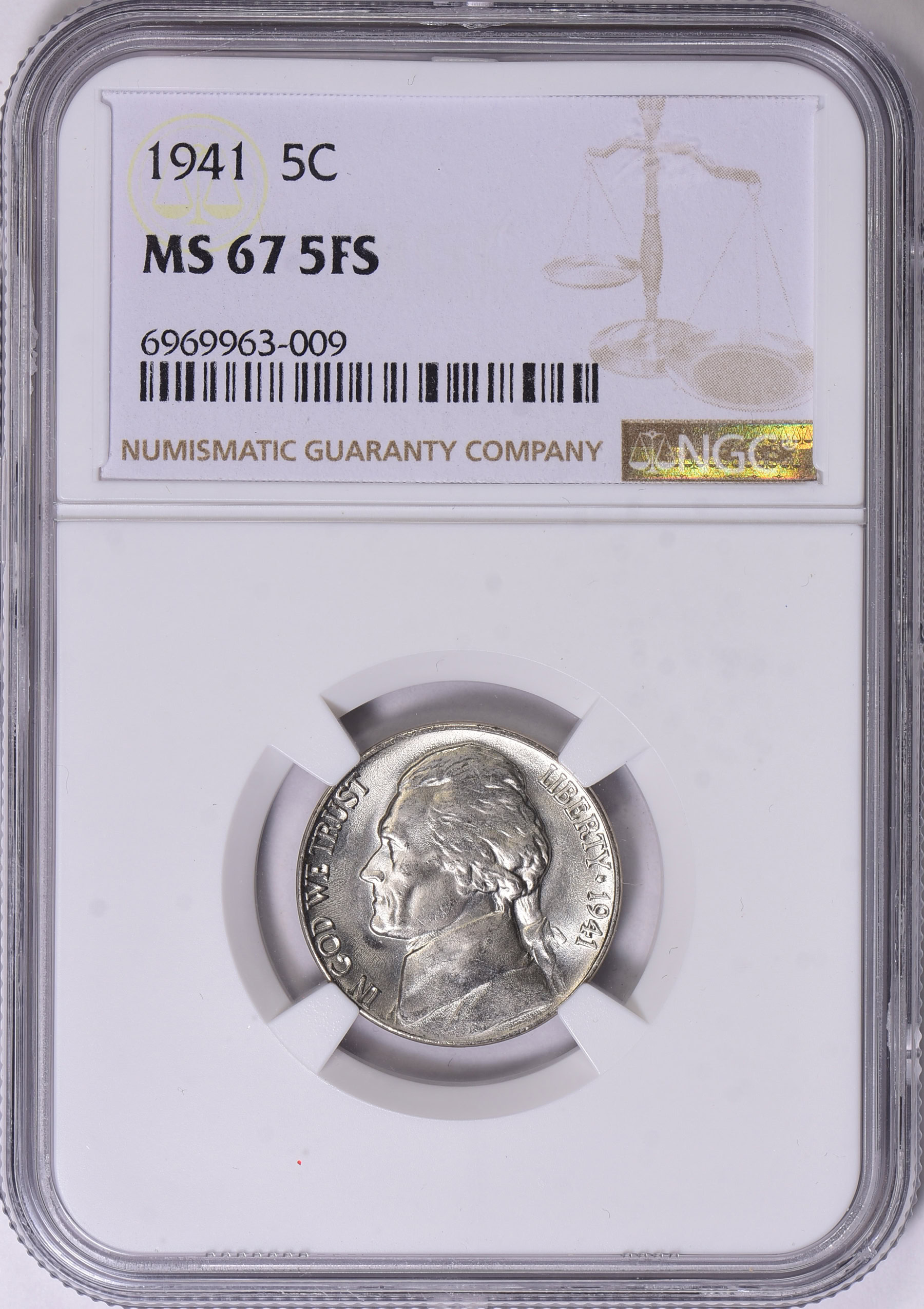 1941 Jefferson Nickel NGC MS-67 5FS (Item 1703424) | GreatCollections ...