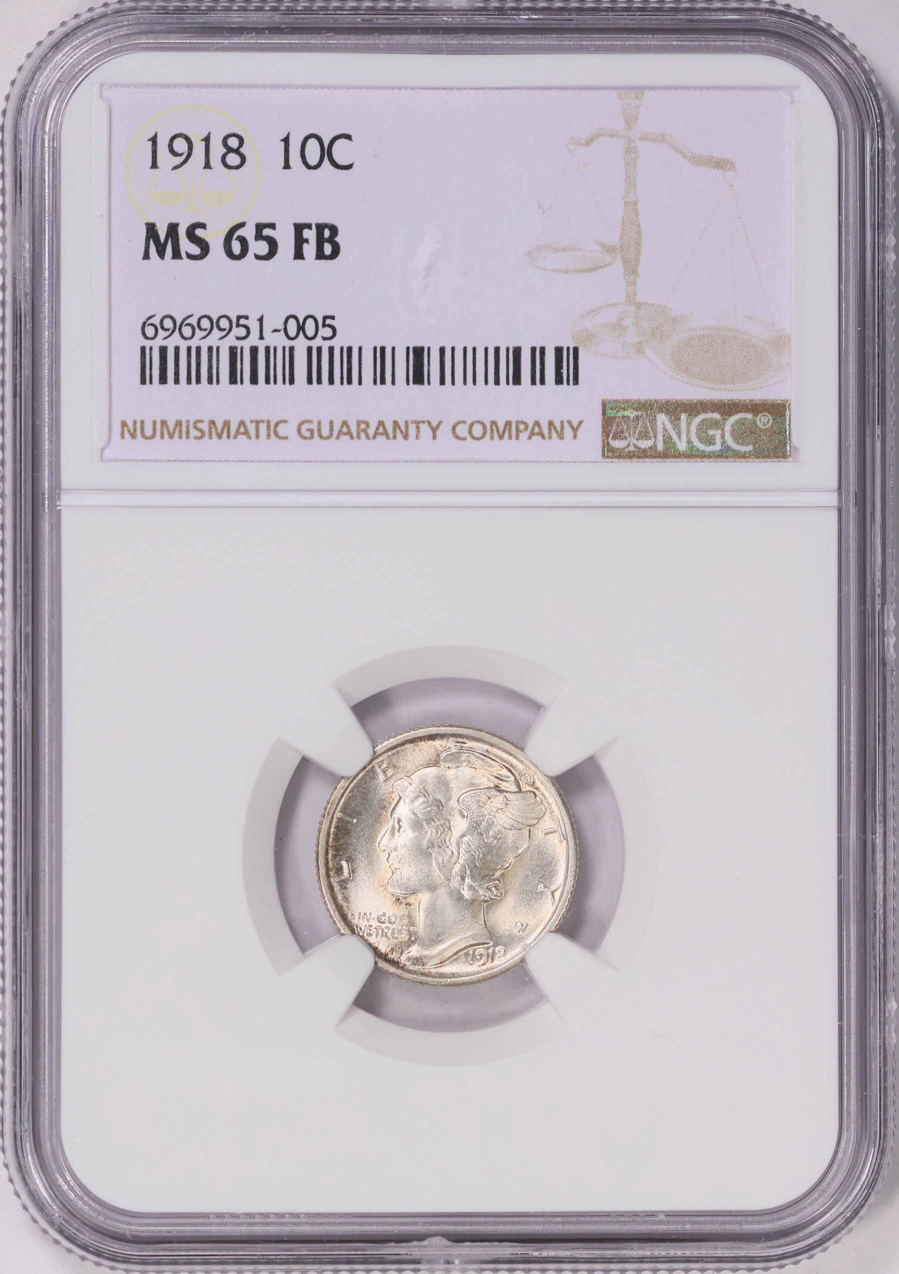 1918 Mercury Dime NGC MS-65 FB (Item 1703477) | GreatCollections Coin Auctions