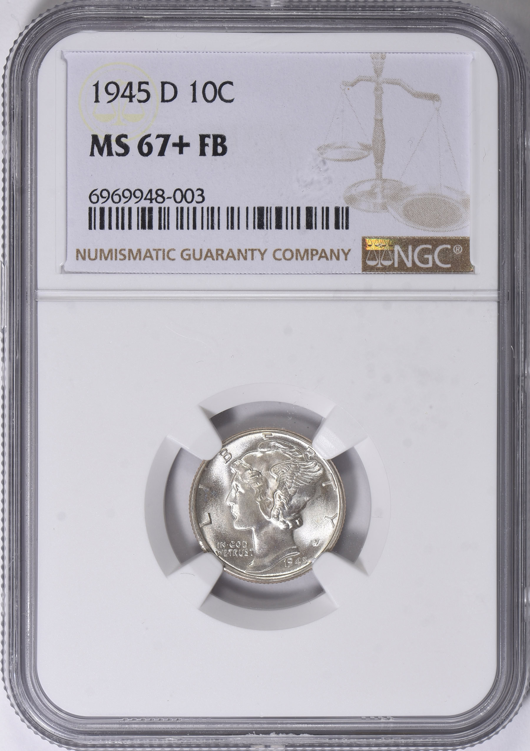 1945-D Mercury Dime NGC MS-67+ FB (Item 1703502) | GreatCollections Coin Auctions