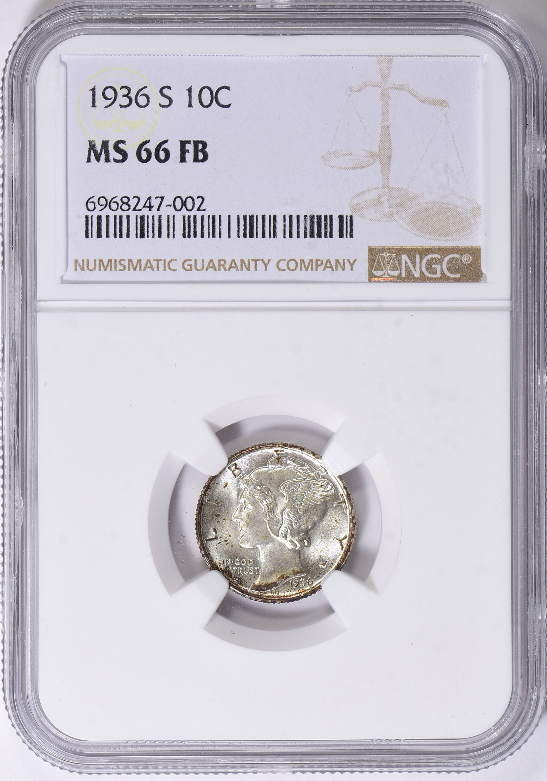 1936-S Mercury Dime NGC MS-66 FB (Item 1703517) | GreatCollections Coin Auctions
