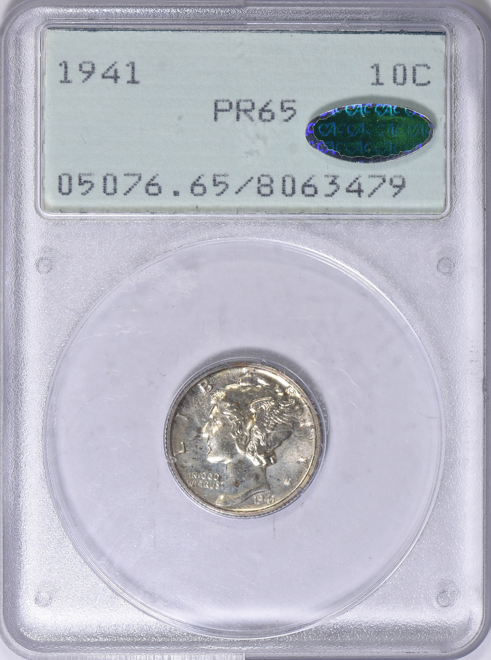 1941 Mercury Dime PCGS Proof-65 (CAC Green) OGH (1st Gen) (Item 1703532) | GreatCollections Coin ...