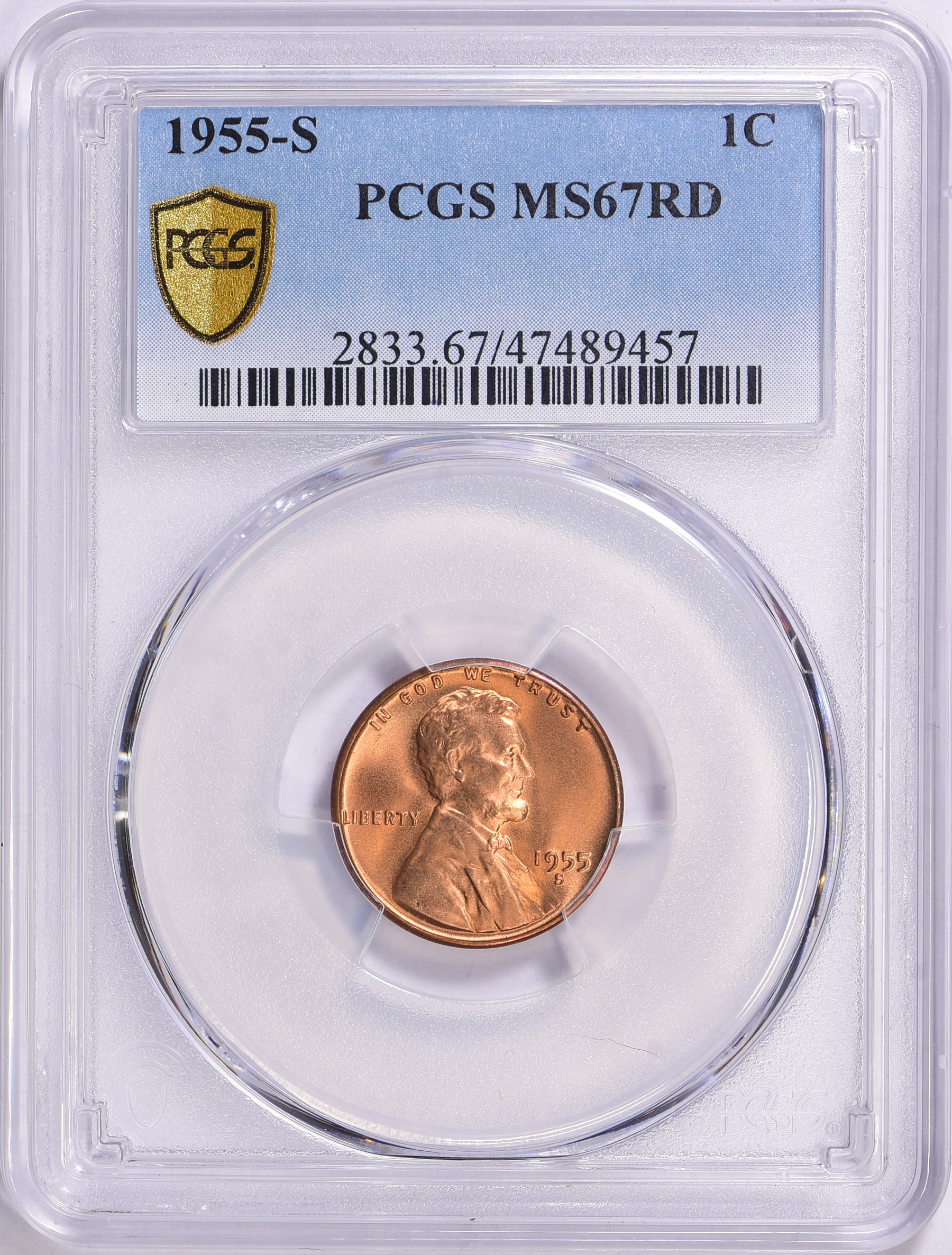 1955-S Lincoln Cent PCGS MS-67 RD (Item 1703553) | GreatCollections Coin Auctions