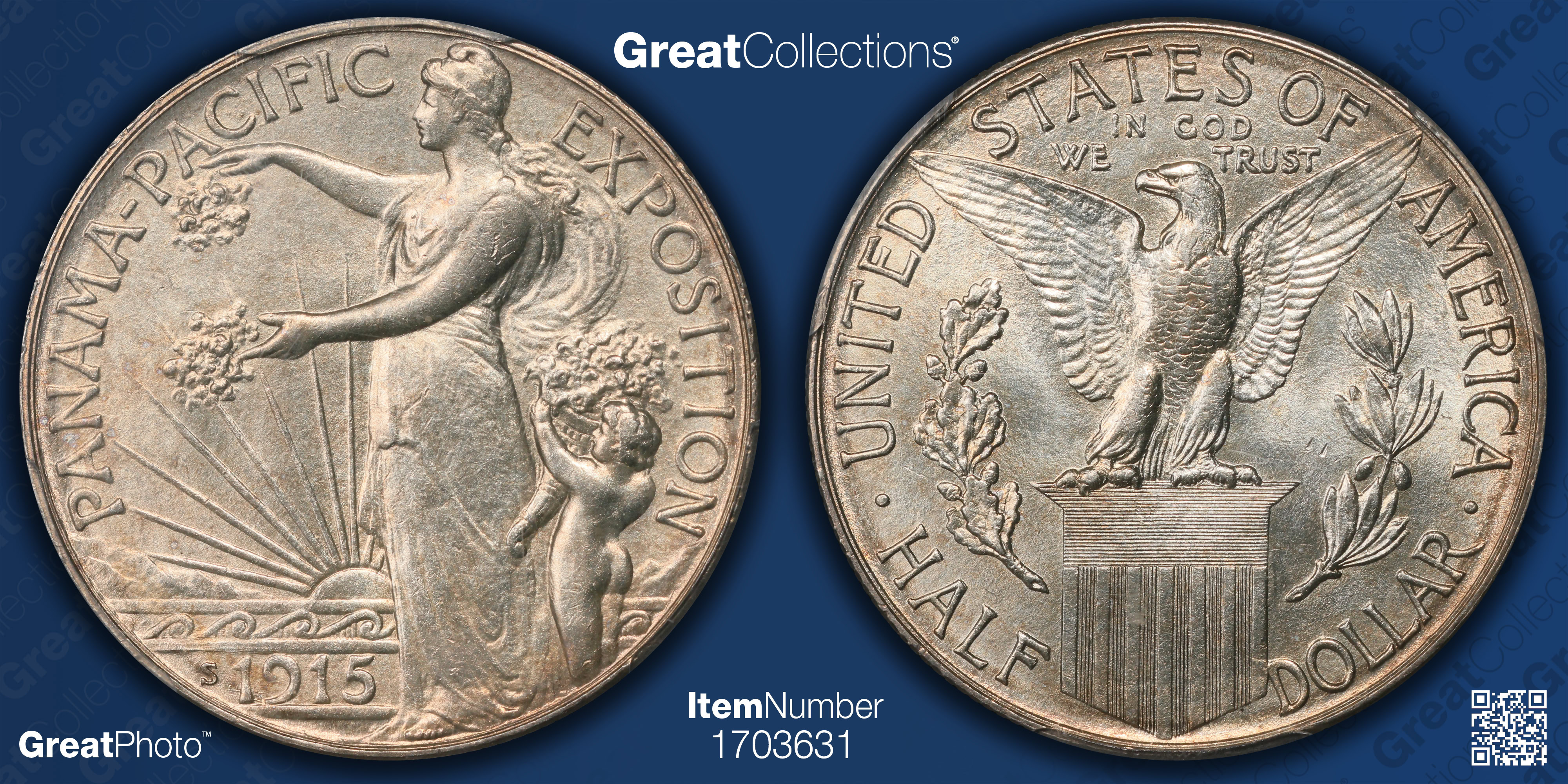 1915-S Panama-Pacific Exposition Half Dollar PCGS MS-65 (Item 1703631 ...