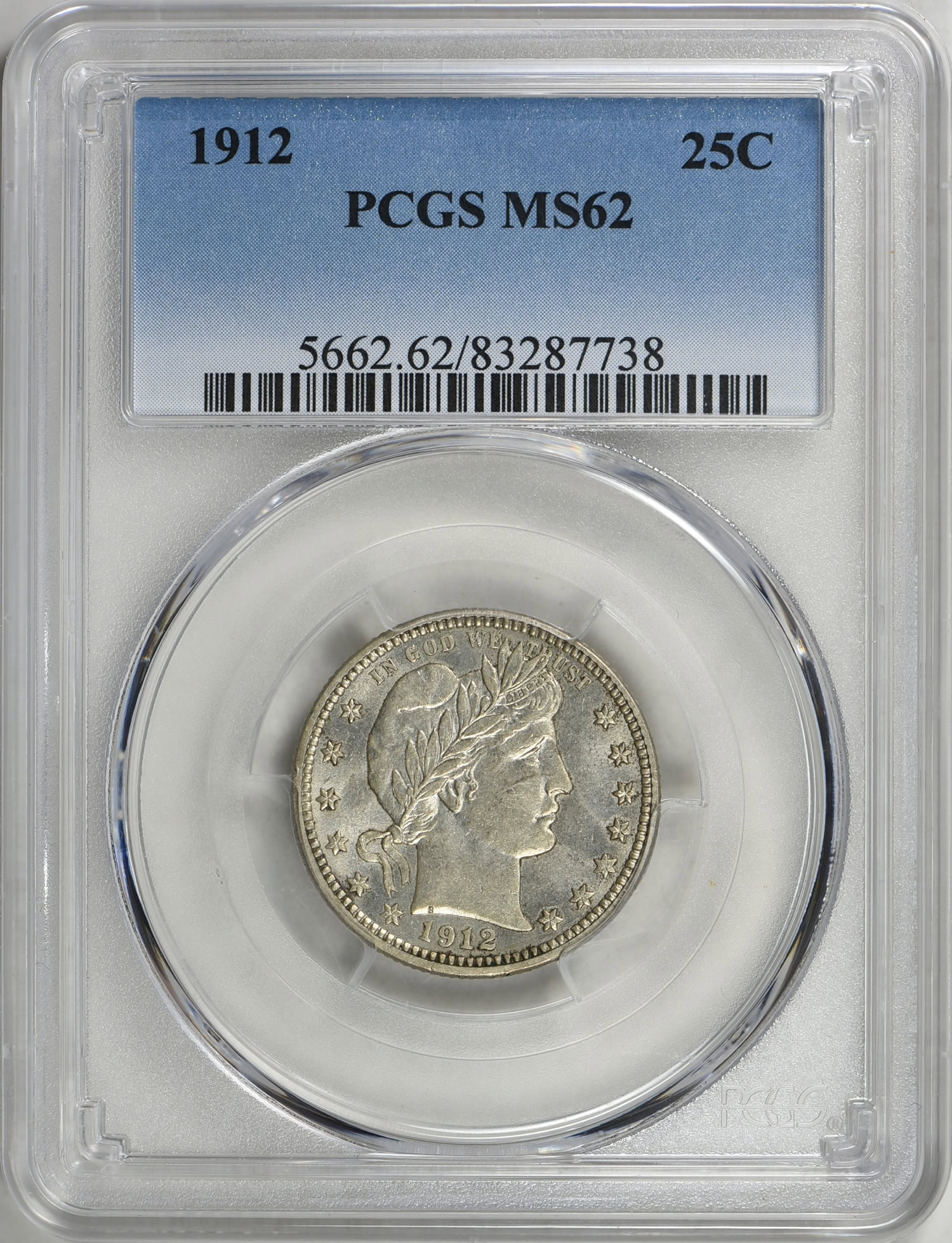 1912 Barber Quarter PCGS MS-62 (Item 1703644) | GreatCollections Coin ...