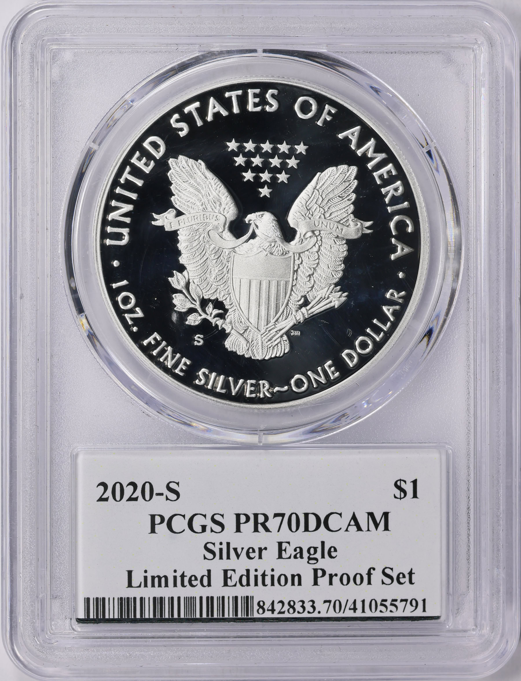 2020-S $1 Silver Eagle (From the Limited Edition Proof Set) PCGS Proof-70 DCAM (Premier Label ...