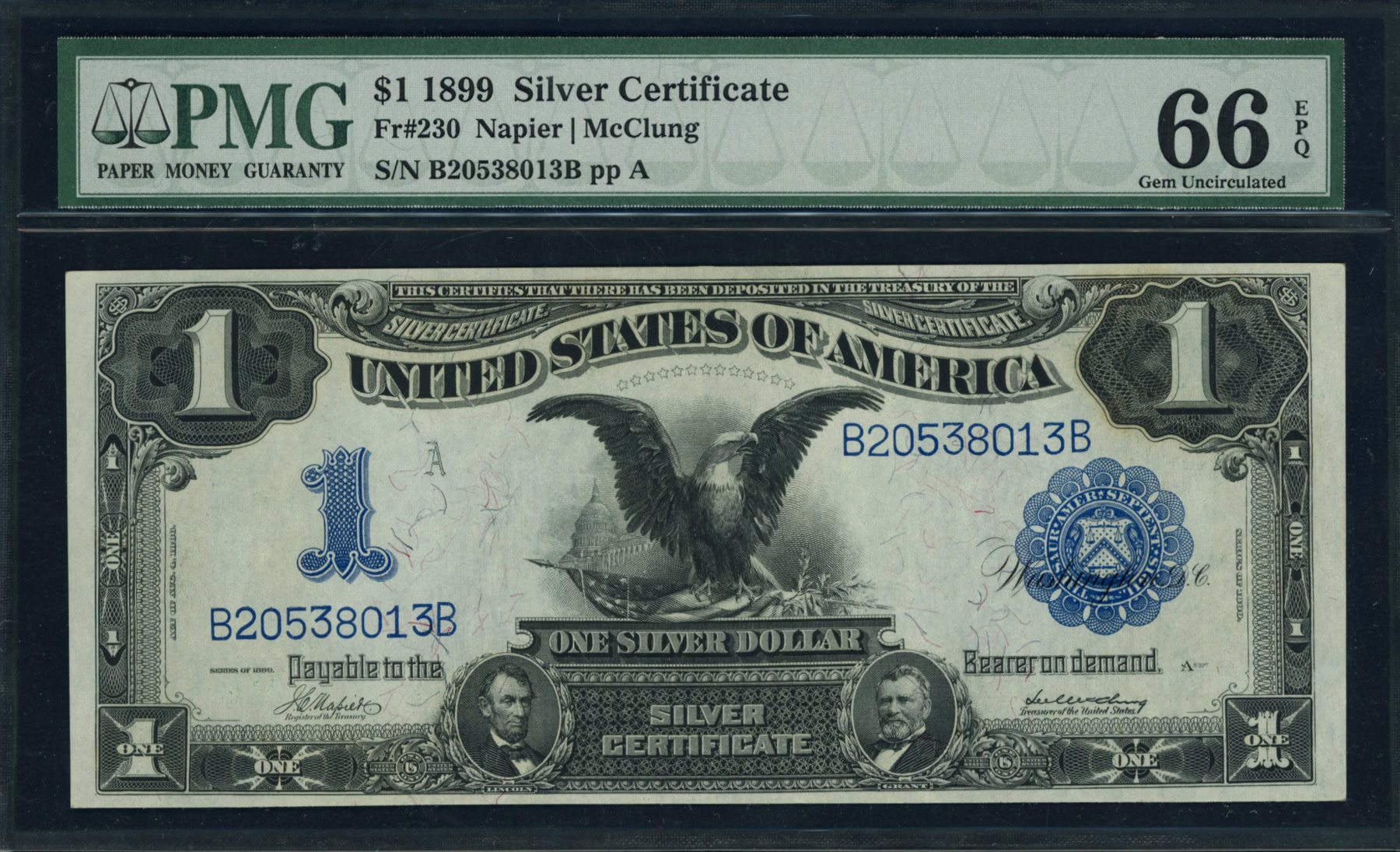 Fr. 230 1899 $1 Silver Certificate Note Napier / McClung PMG Gem ...