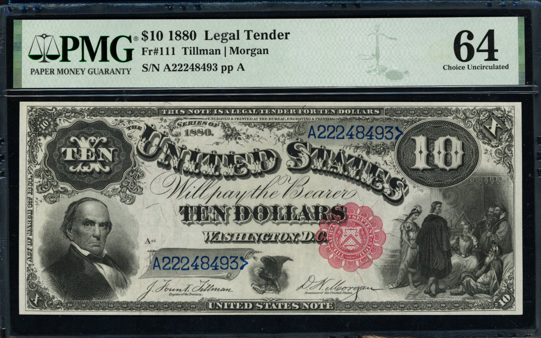 Fr. 111 1880 $10 Legal Tender Note Tillman / Morgan PMG Choice ...
