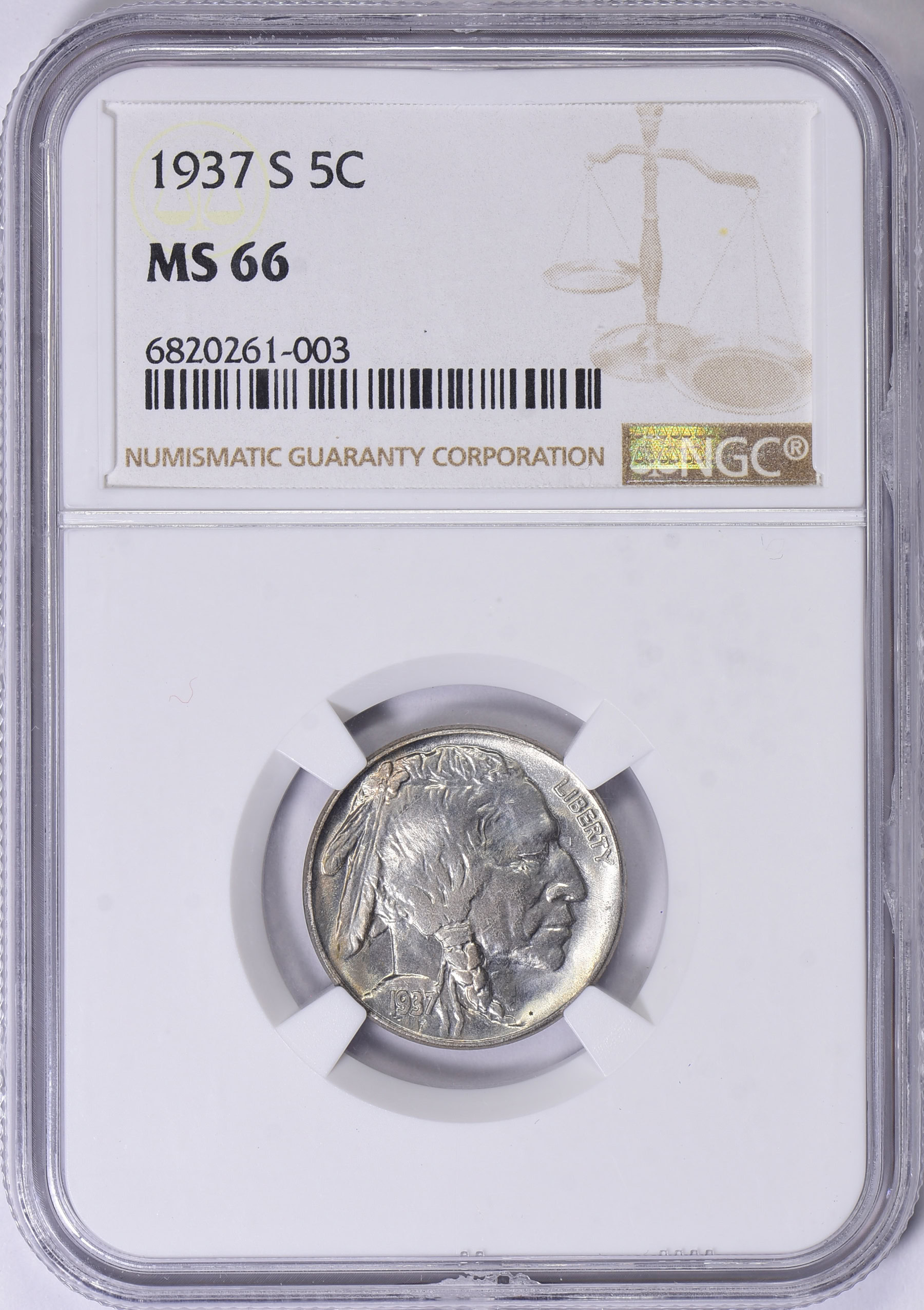 1937-S Buffalo Nickel NGC MS-66 (Item 1704120) | GreatCollections Coin Auctions