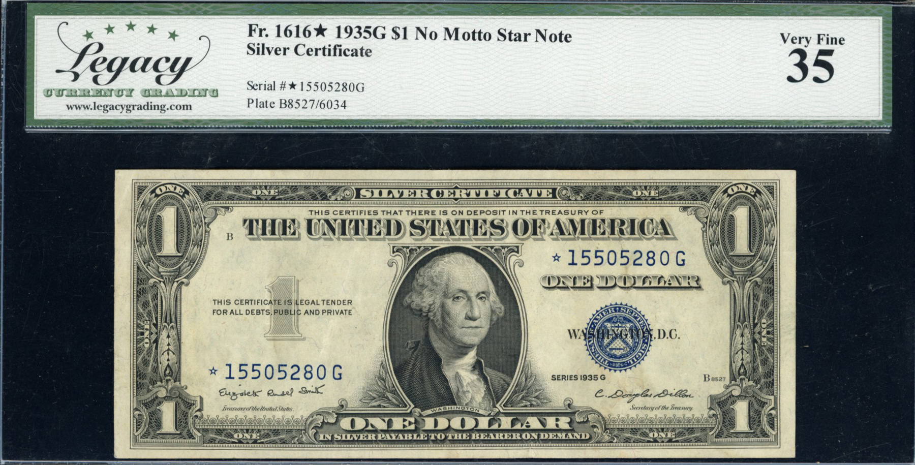 Fr. 1616* (*G Block) 1935G $1 No Motto Silver Certificate Star Note ...