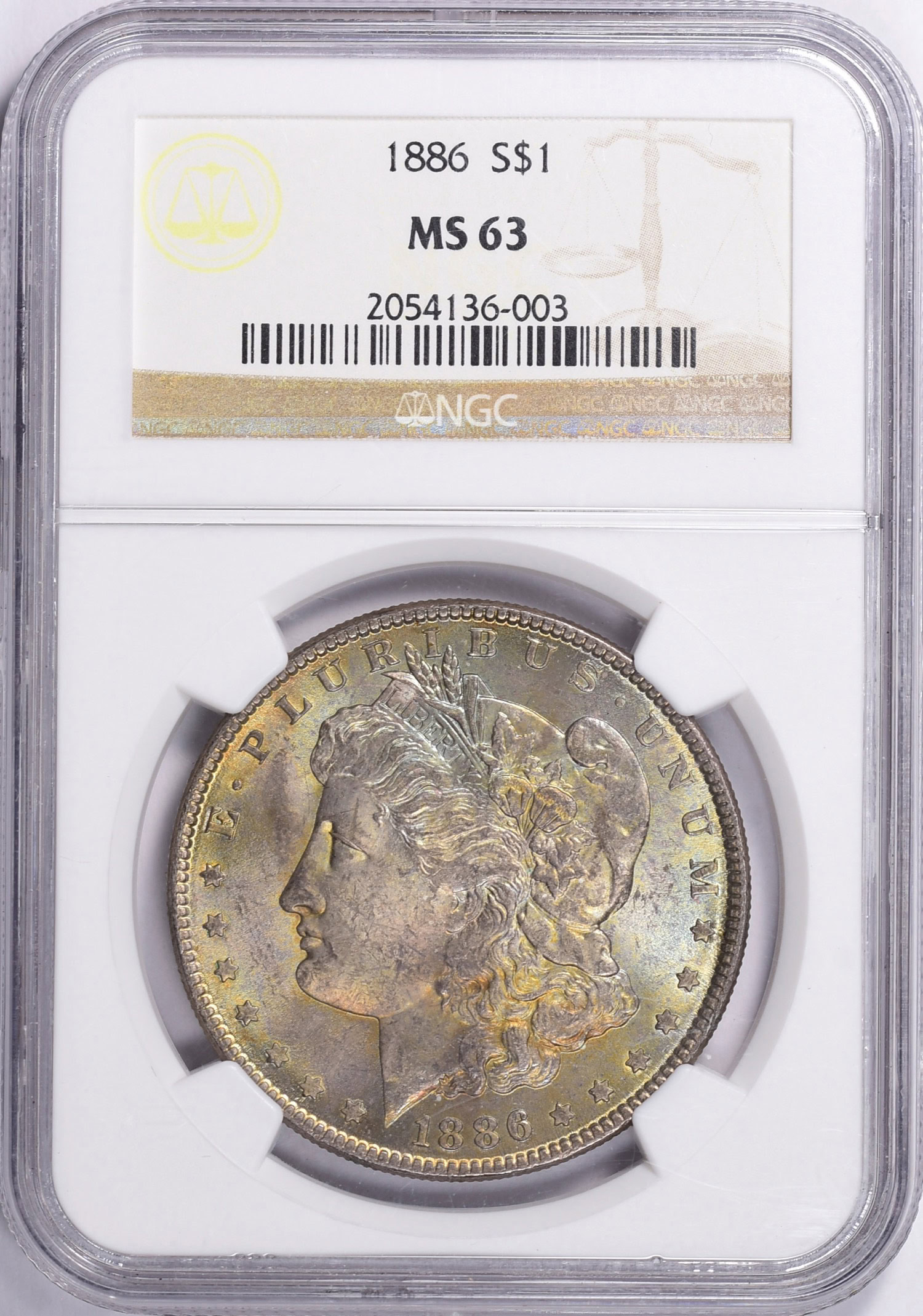 1886 Morgan Silver Dollar NGC MS-63 (Toned) (Item 1704250) | GreatCollections Coin Auctions