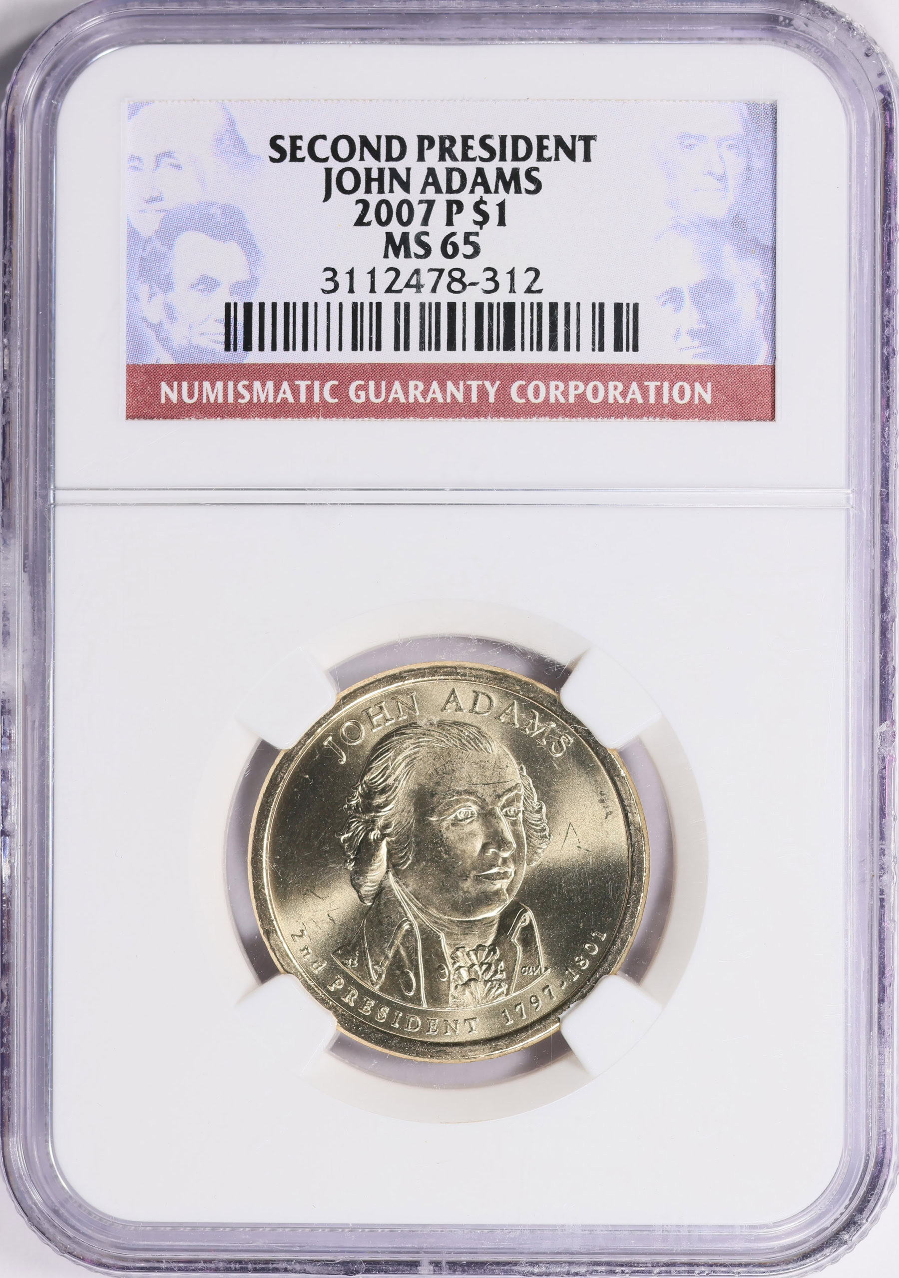 2007-P Presidential Dollar John Adams NGC MS-65 (Item 1704305 ...