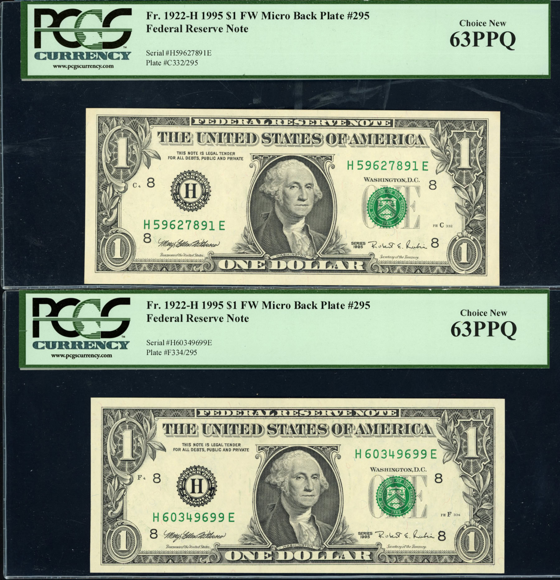 Fr. 1922-Hbpe (HE Block) 1995 $1 St. Louis Federal Reserve Notes Micro ...