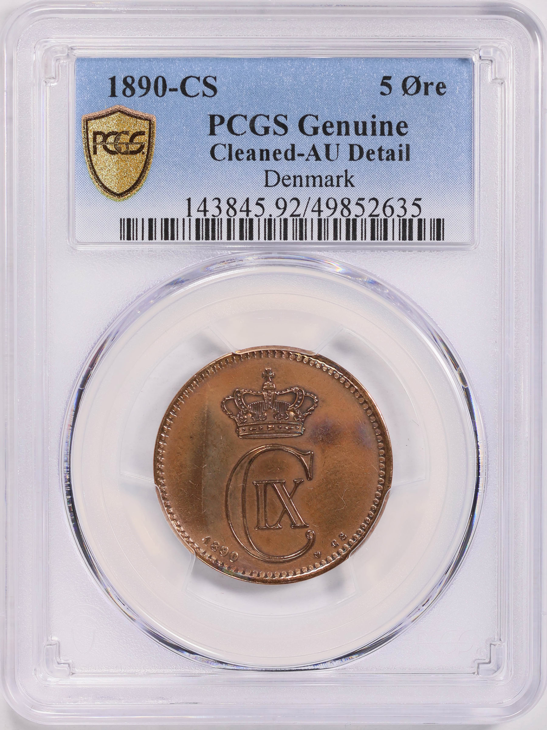 Denmark 1890-CS 5 Øre KM-794.1 PCGS Genuine AU Details (Item 1704532 ...