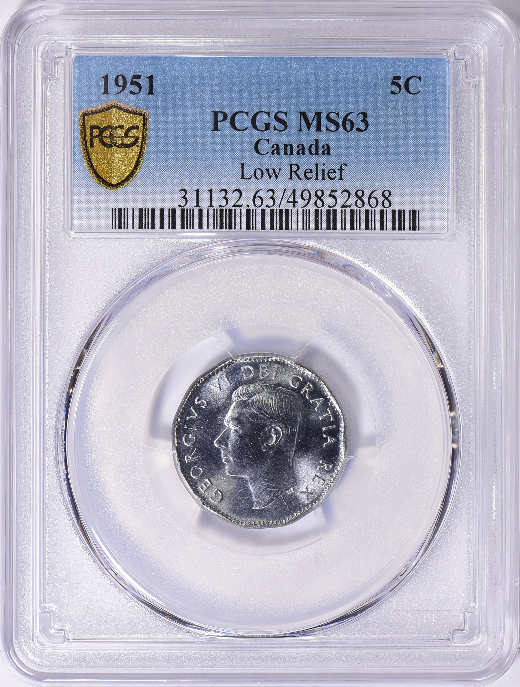 Canada 1951 5 Cents Low Relief KM-42a PCGS MS-63 (Item 1704578 ...