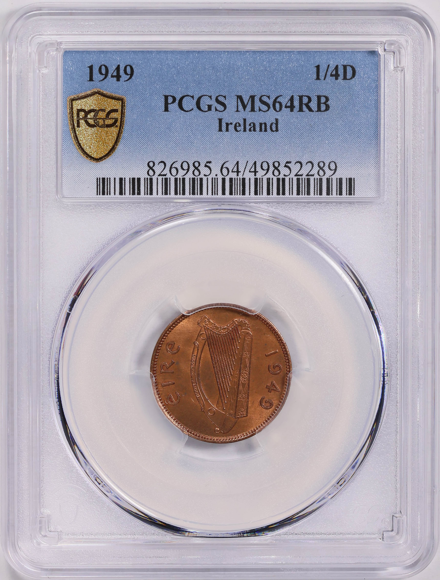 Ireland 1949 Farthing KM-9 PCGS MS-64 RB (Item 1704614 ...