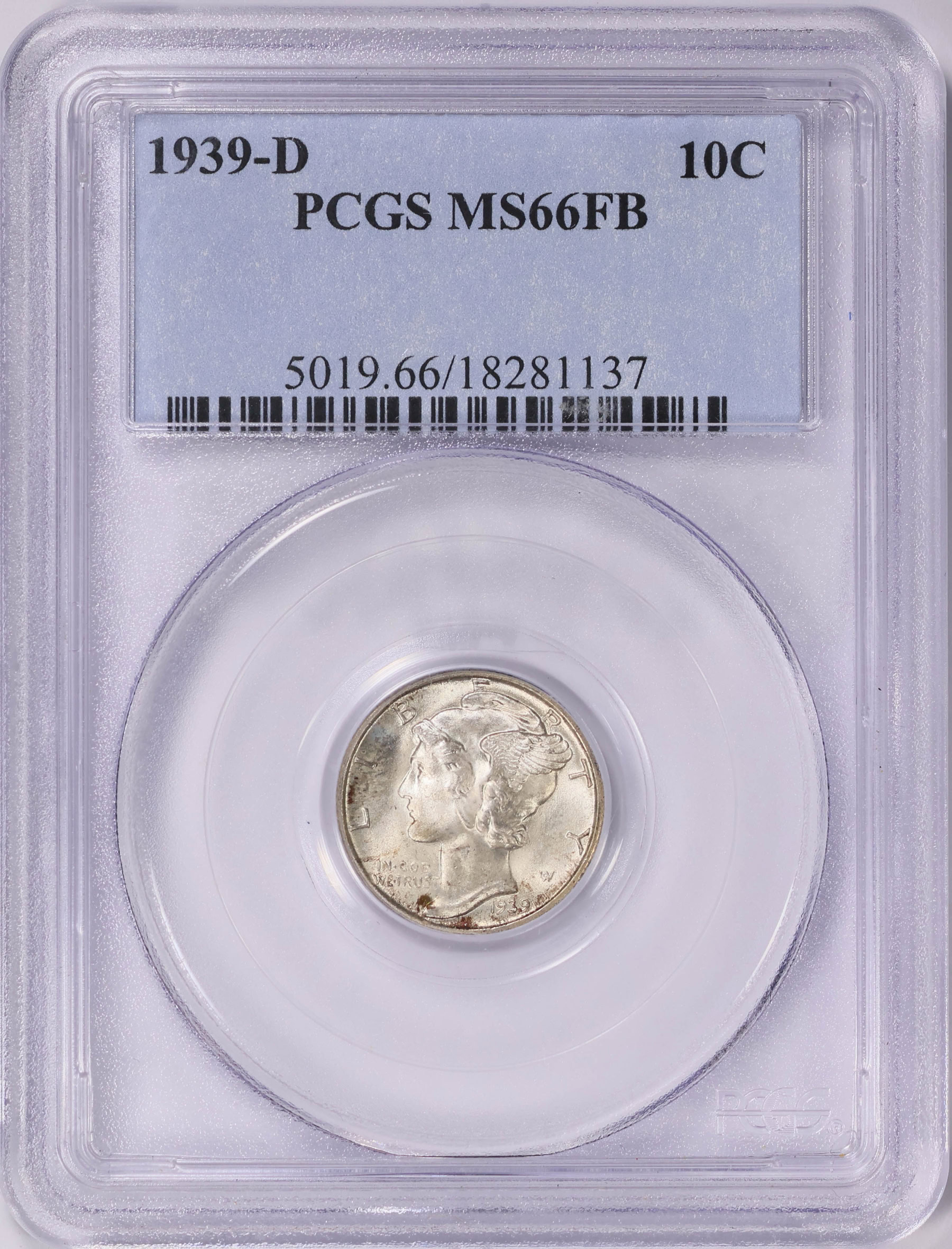 1939-D Mercury Dime PCGS MS-66 FB (Item 1704709) | GreatCollections Coin Auctions