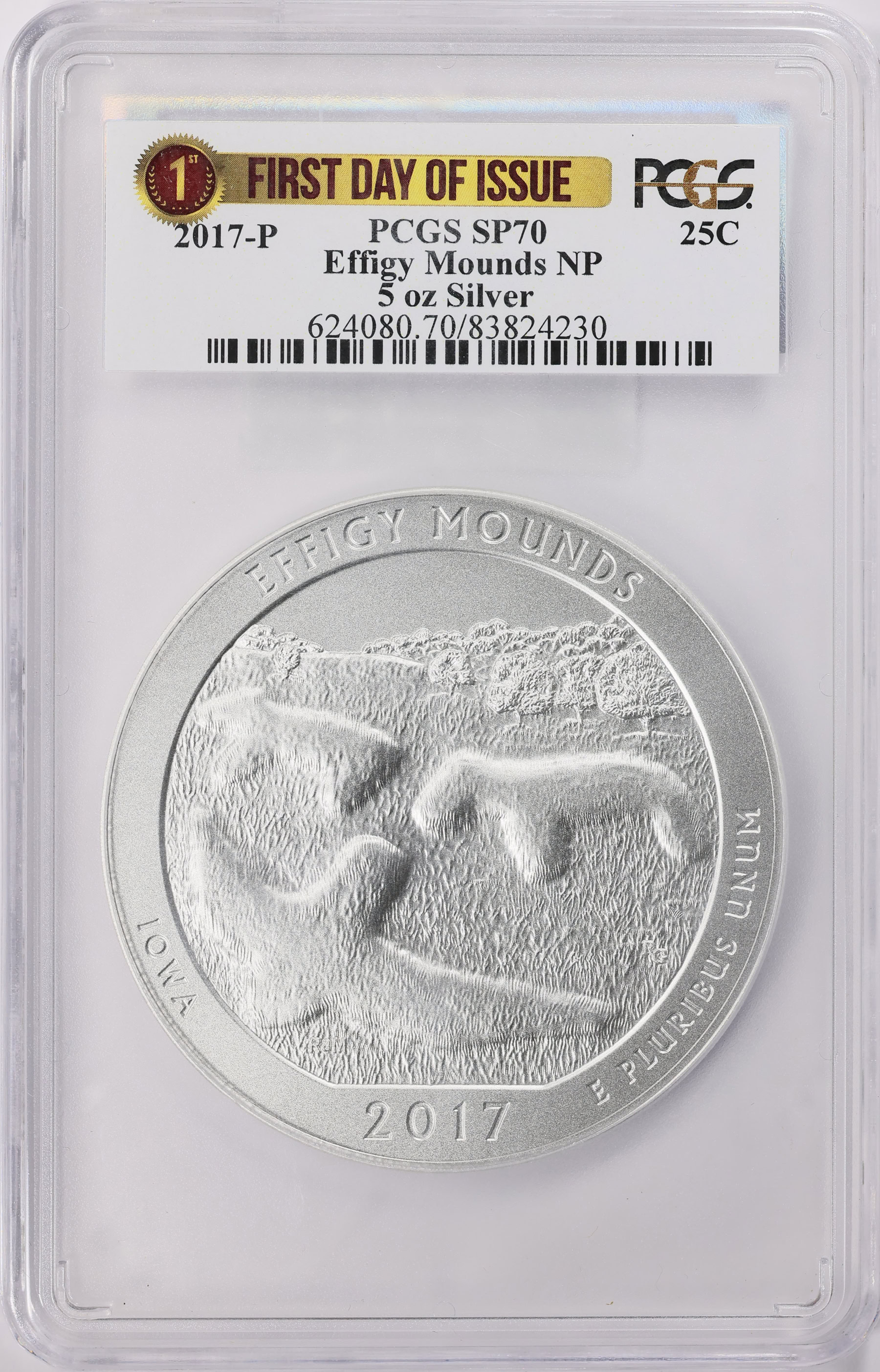 2017-P America the Beautiful 5 oz. Silver Quarter Effigy Mounds NP ...