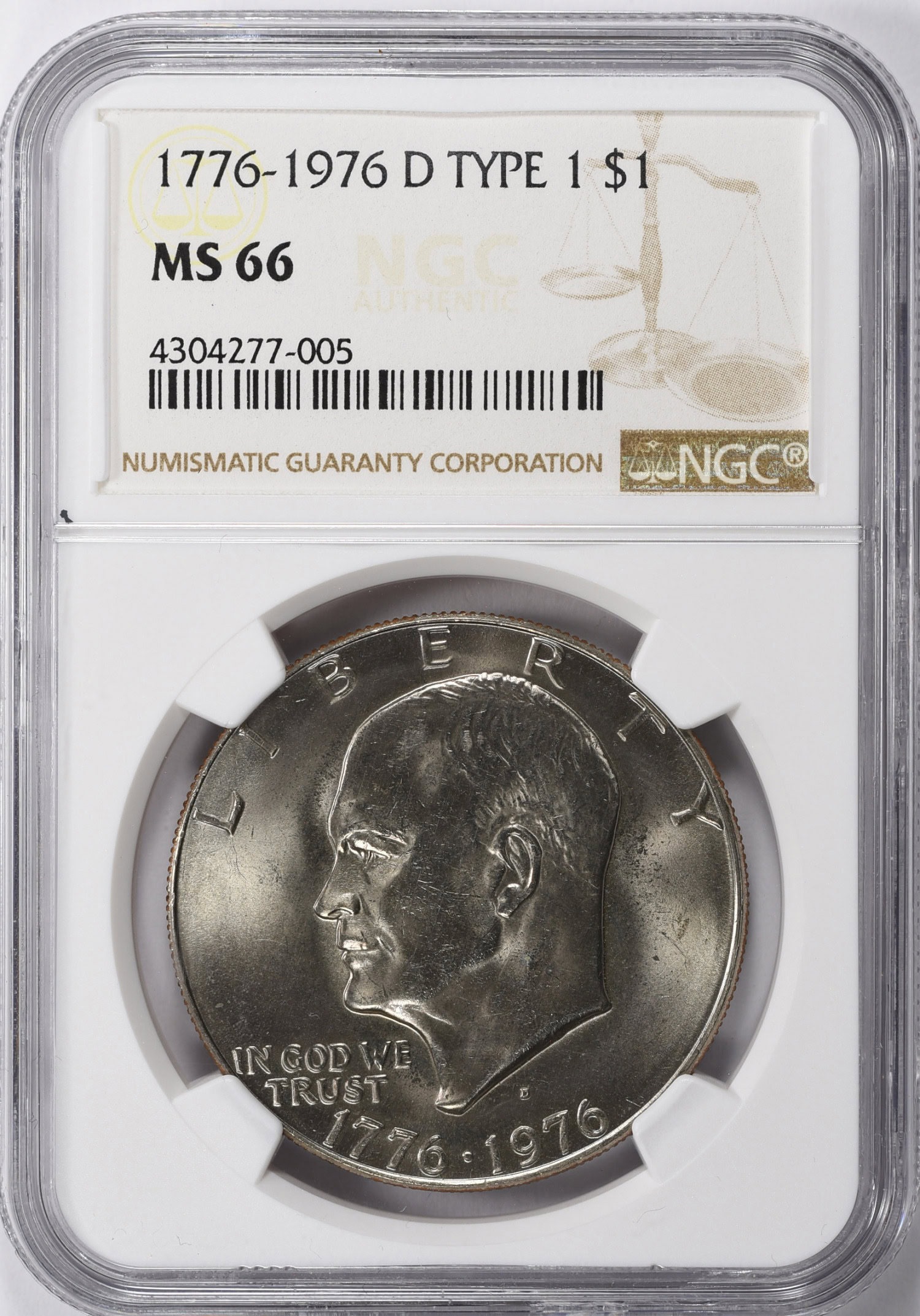 1776-1976-D Eisenhower Dollar Type 1 NGC MS-66 (Item 1705063) | GreatCollections Coin Auctions