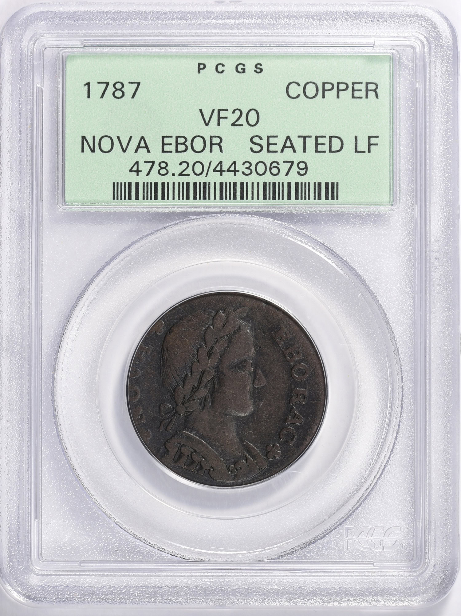 1787 Nova Eborac Copper Standard Left PCGS VF-20 BN OGH (Item 1705112 ...