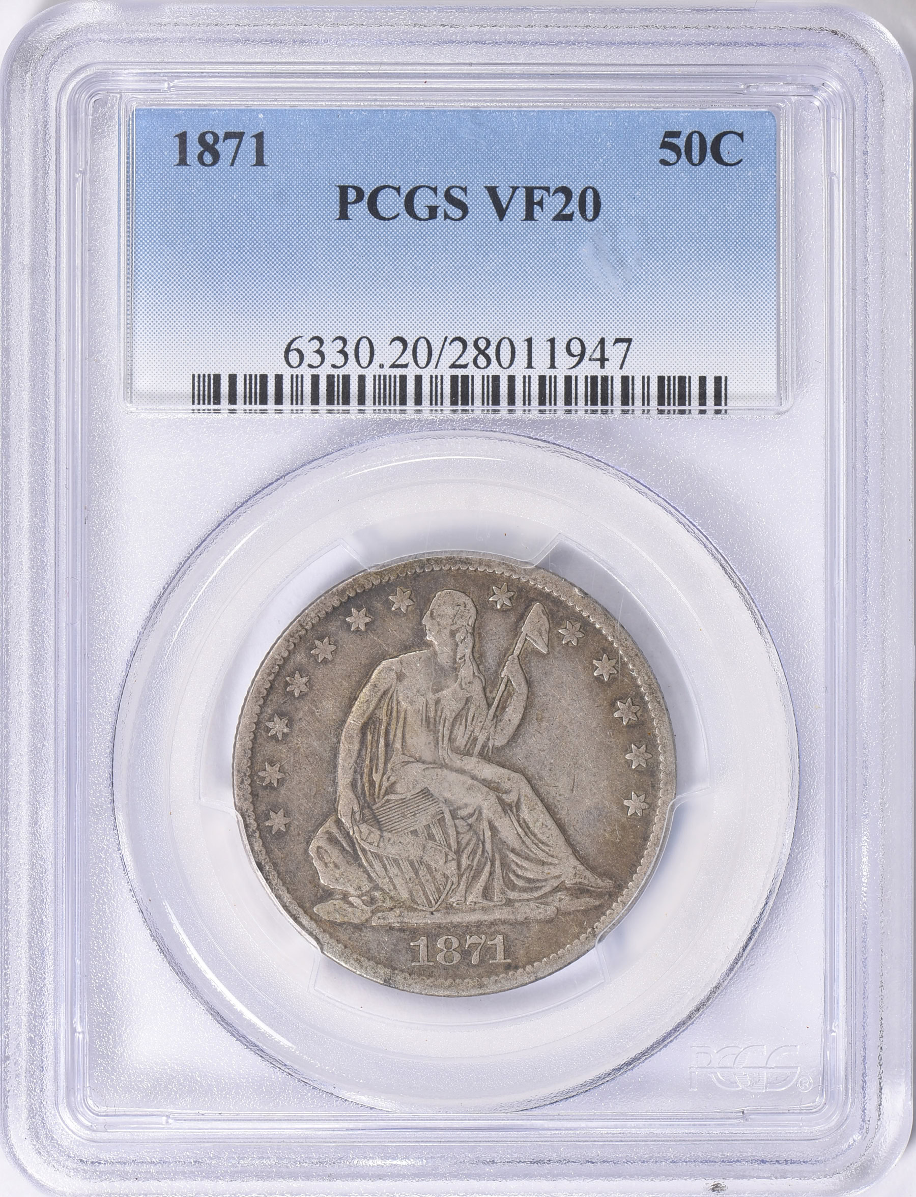 1871 Seated Liberty Half Dollar PCGS VF-20 (Item 1705203) | GreatCollections Coin Auctions