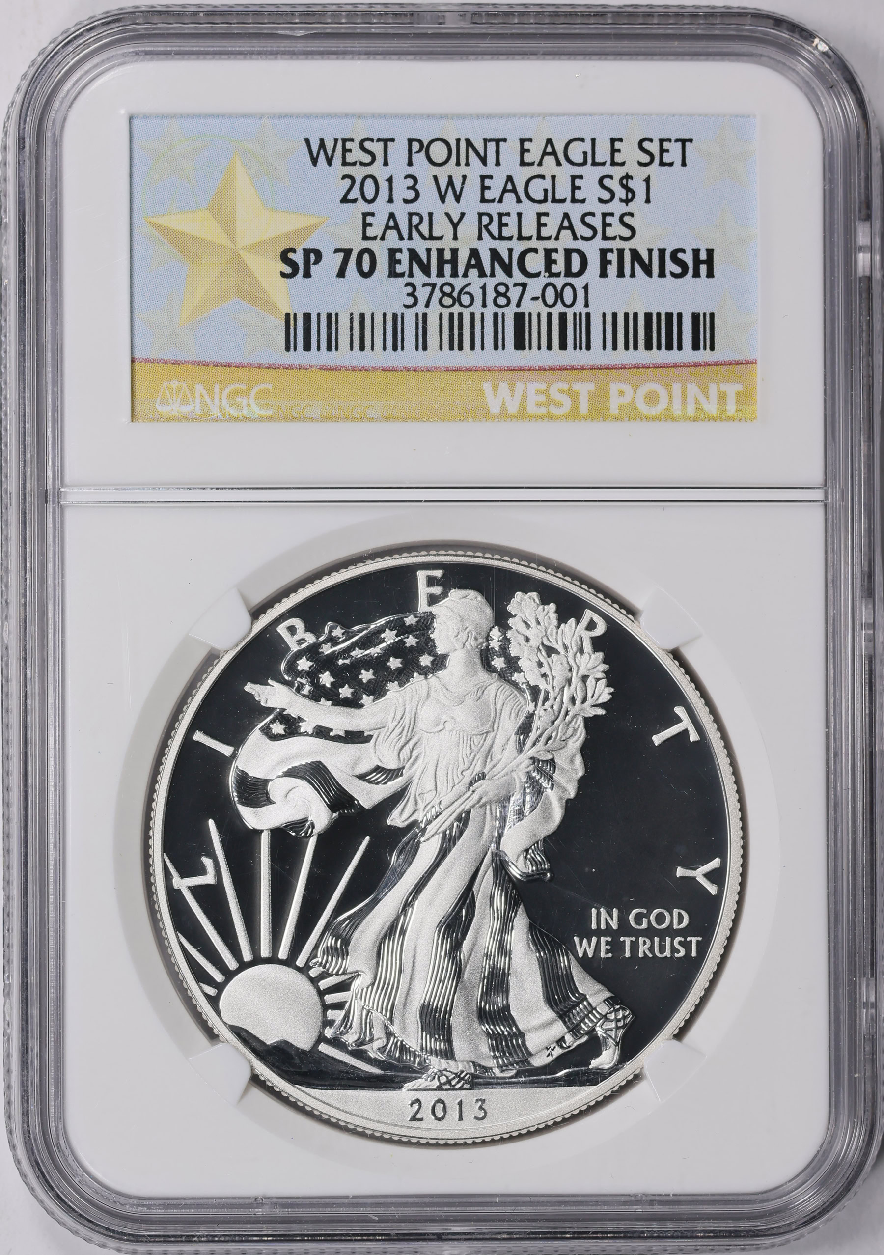 2013-W $1 Silver Eagle Enhanced Finish Early Releases NGC SP-70 (West ...