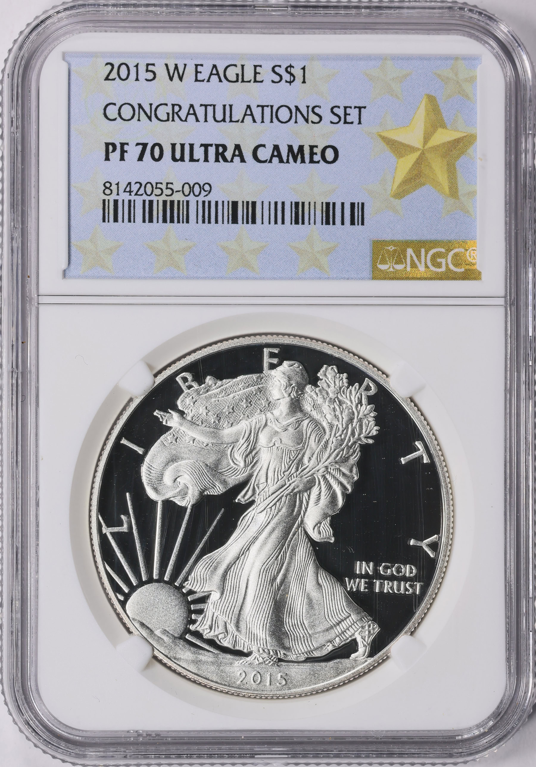 2015-W $1 Silver Eagle (From the Congratulations Set) NGC Proof-70 UC (West Point Star Label ...