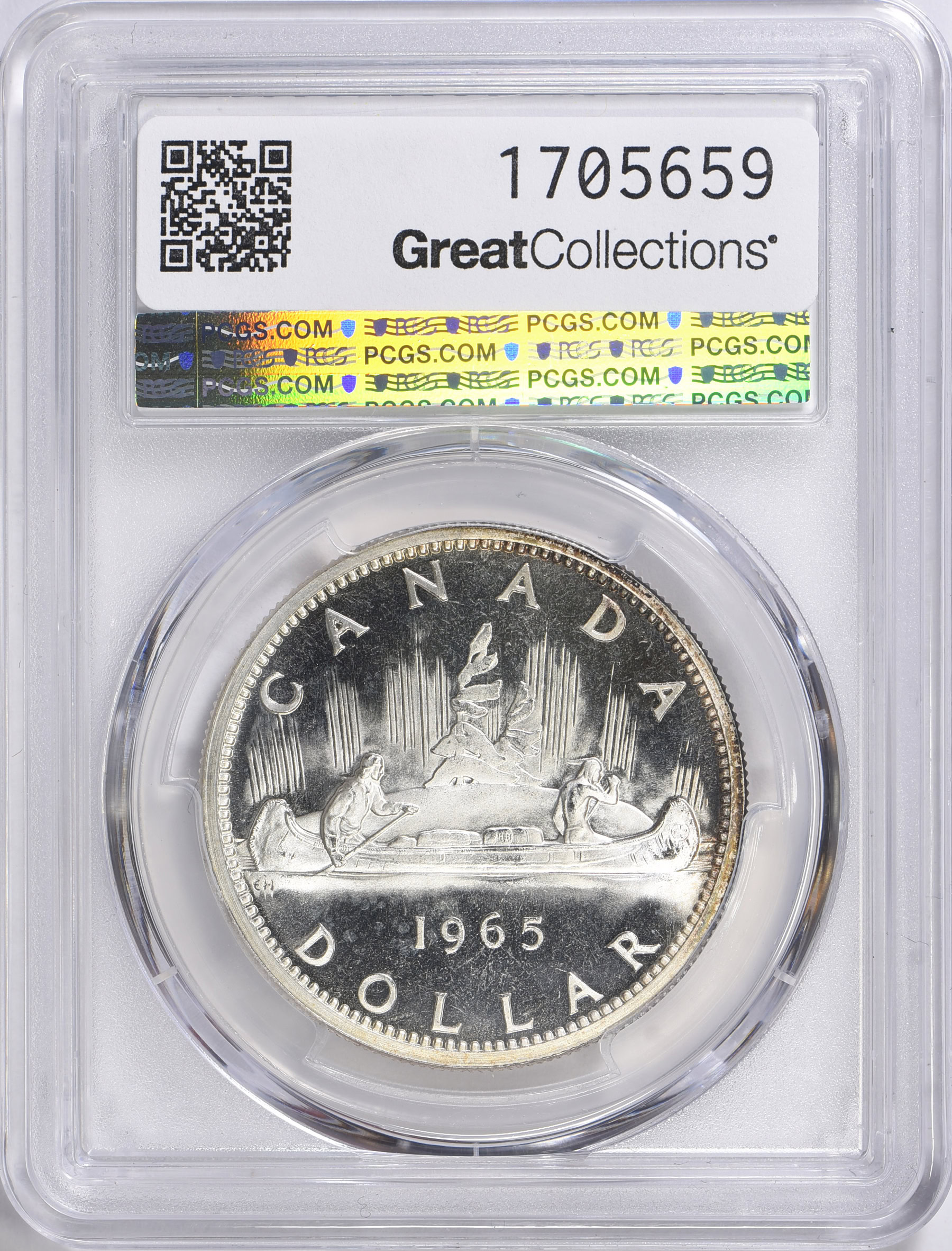 Canada 1965 Silver Dollar Type 2 Small Beads, Blunt 5 KM-64.1 PCGS PL-66 CAMEO (Item 1705659 ...