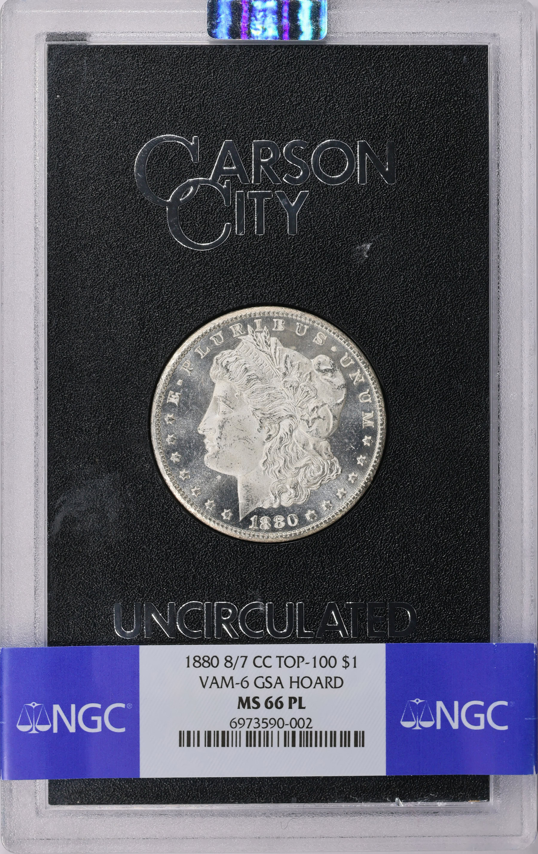 1880-CC Morgan Silver Dollar 8/7 VAM-6 GSA Hoard NGC MS-66 PL (GSA Holder) (Item 1705683 ...