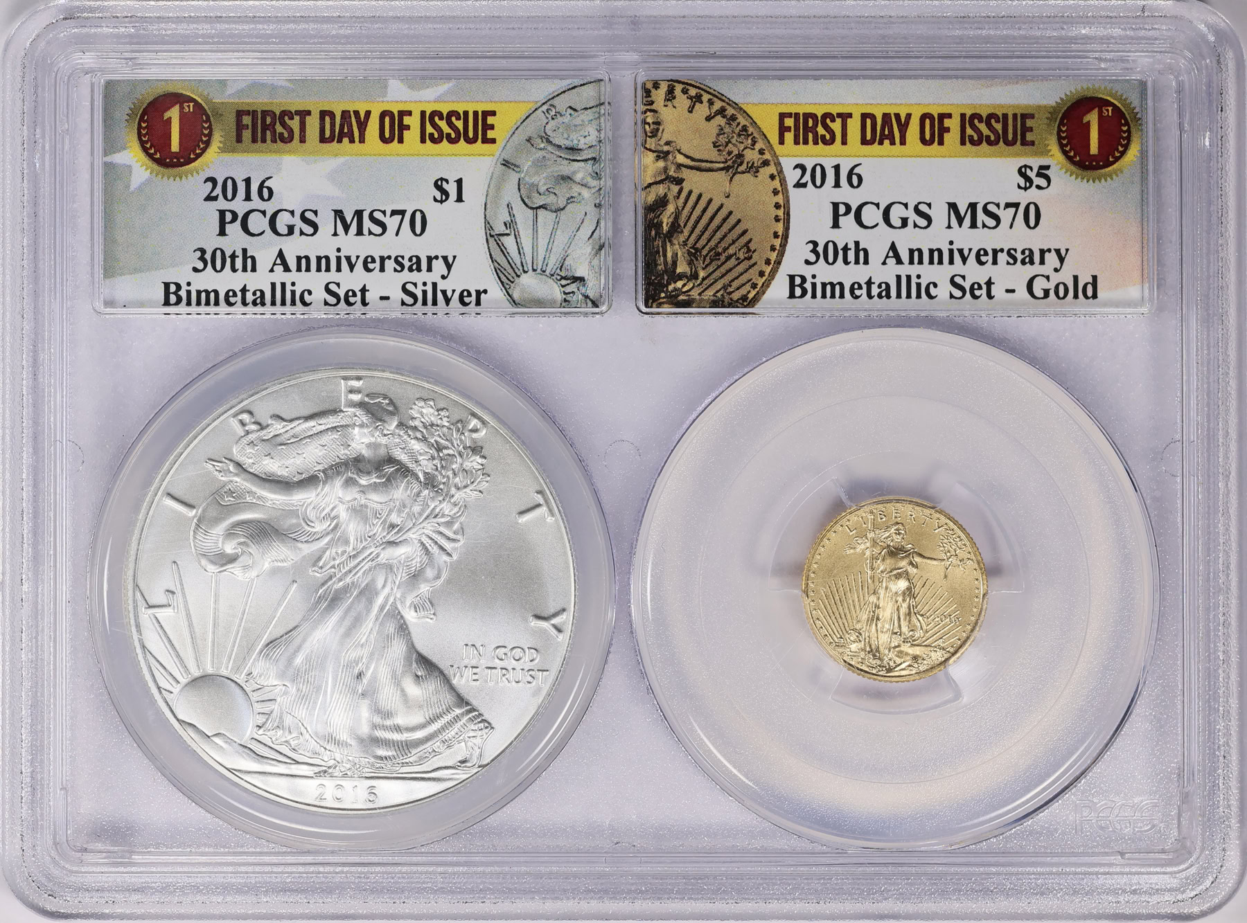 2016 $5 Tenth-Ounce Gold American Eagle and $1 Silver Eagle Bimetallic ...