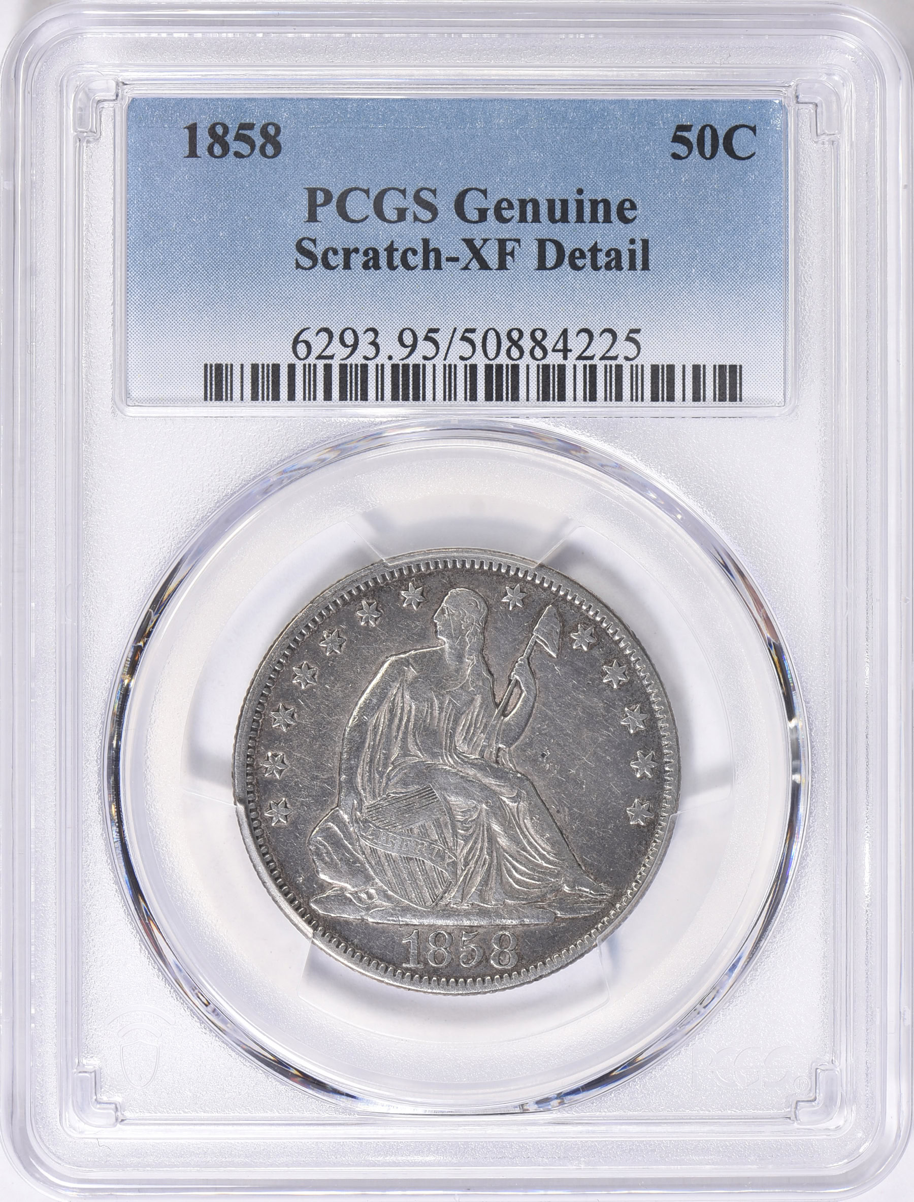 1858 Seated Liberty Half Dollar PCGS Genuine XF Details (Item 1705785) | GreatCollections Coin ...
