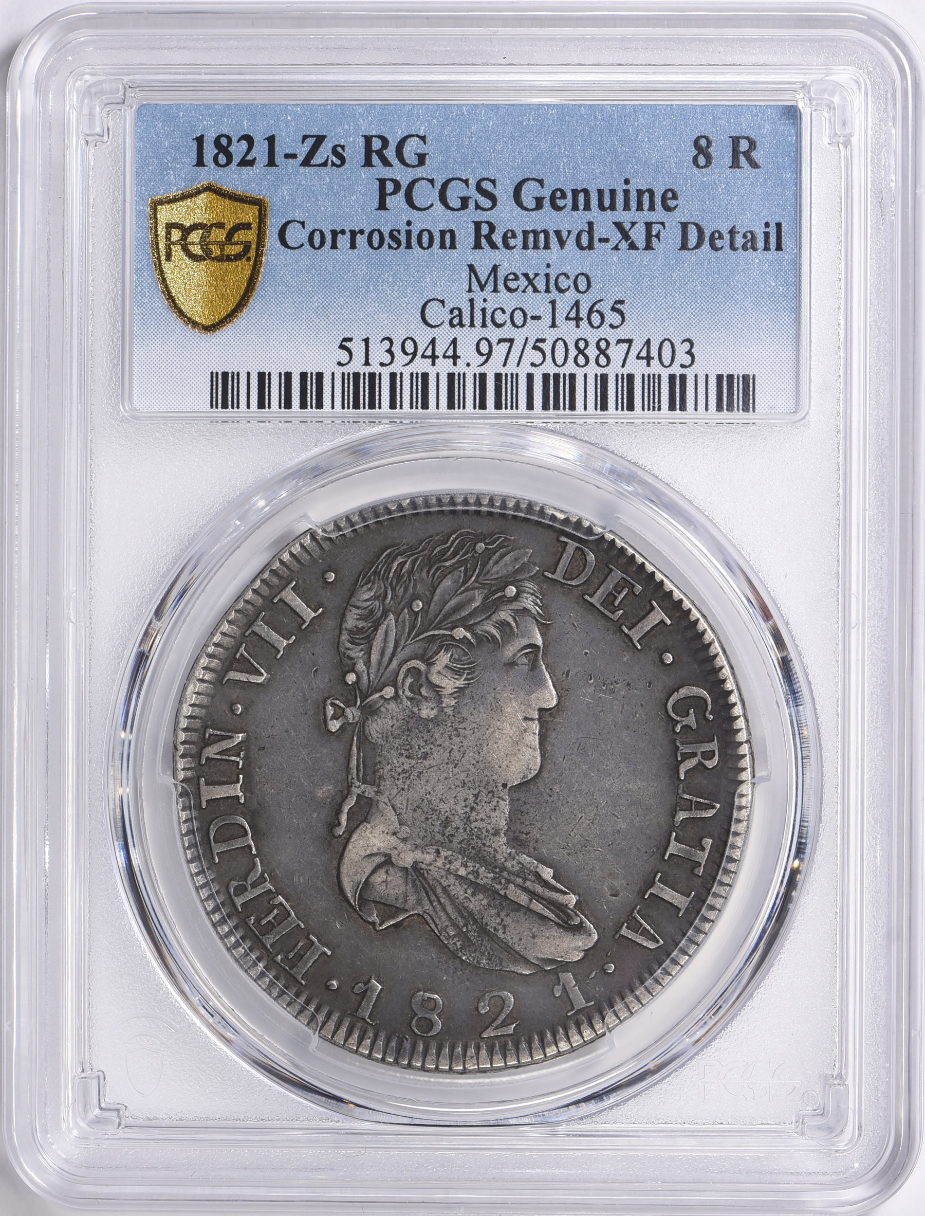 Mexico 1821-Zs RG Silver 8 Reales KM-111 PCGS Genuine XF Details (Item 1705816 ...