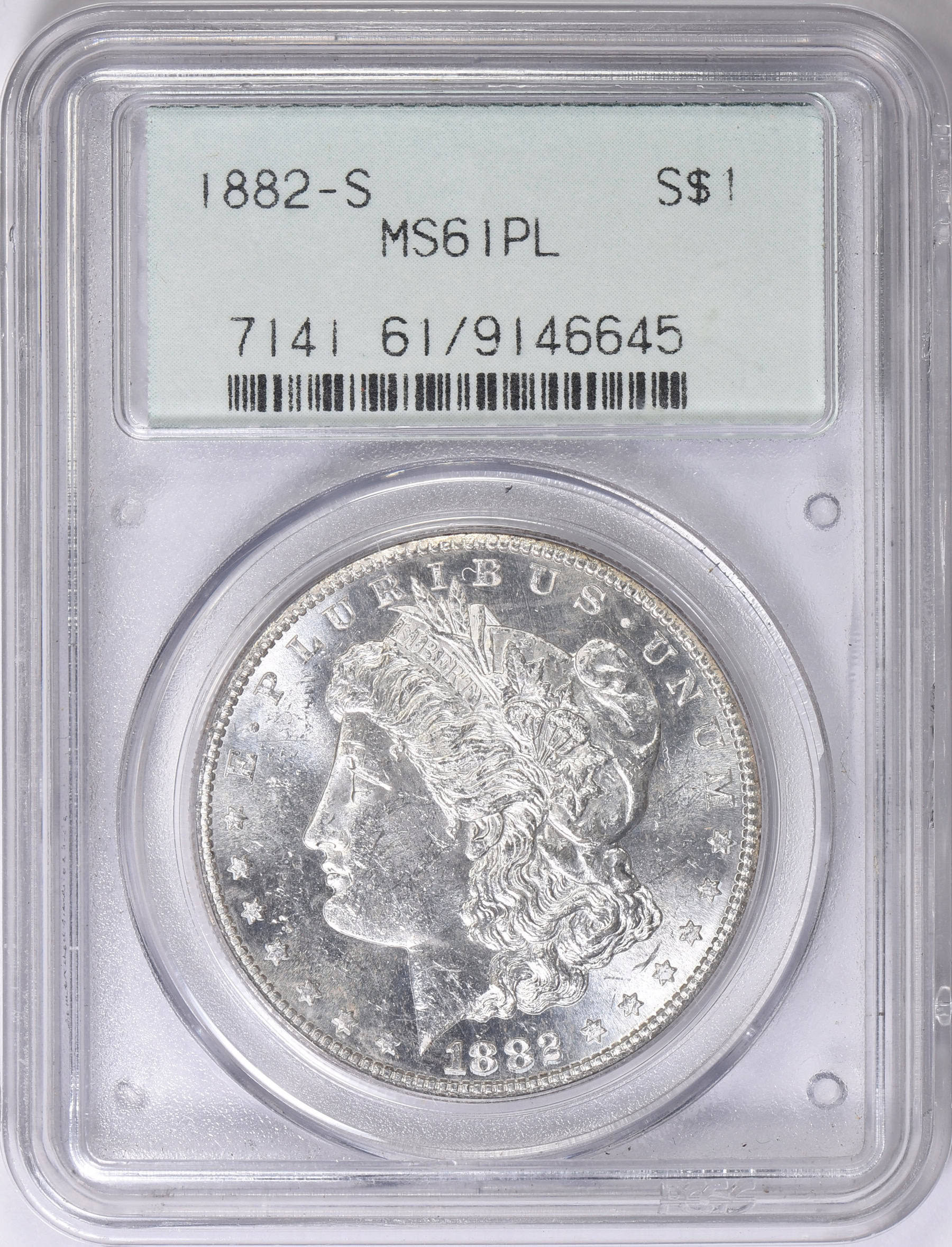 1882-S Morgan Silver Dollar PCGS MS-61 PL OGH (2nd Gen) (Item 1705895) | GreatCollections Coin ...