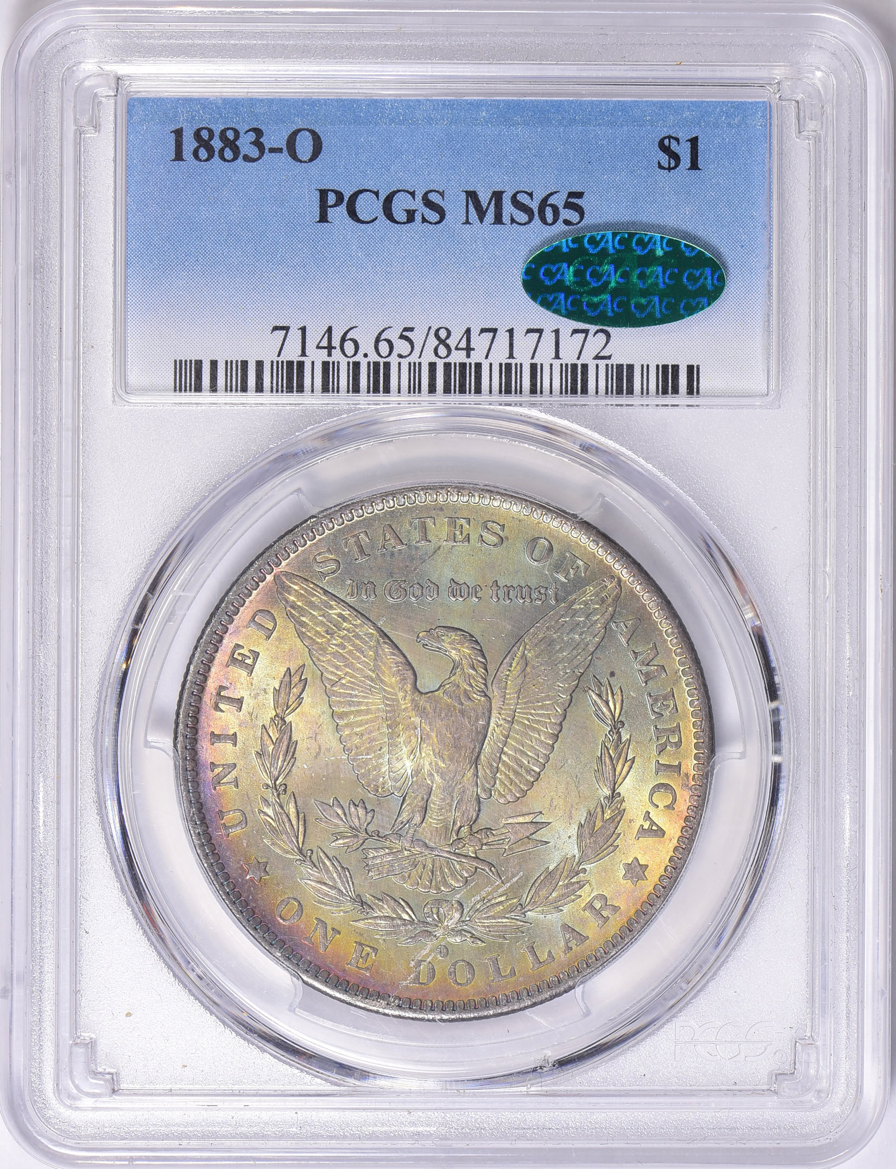 1883-O Morgan Silver Dollar PCGS MS-65 (CAC Green) (Toned) (Item 1705897) | GreatCollections ...
