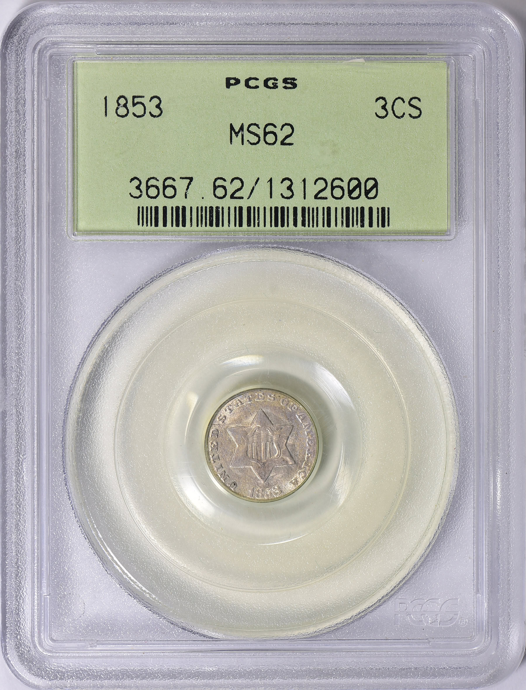 1853 Silver Three-Cent Piece PCGS MS-62 OGH (Item 1705901 ...
