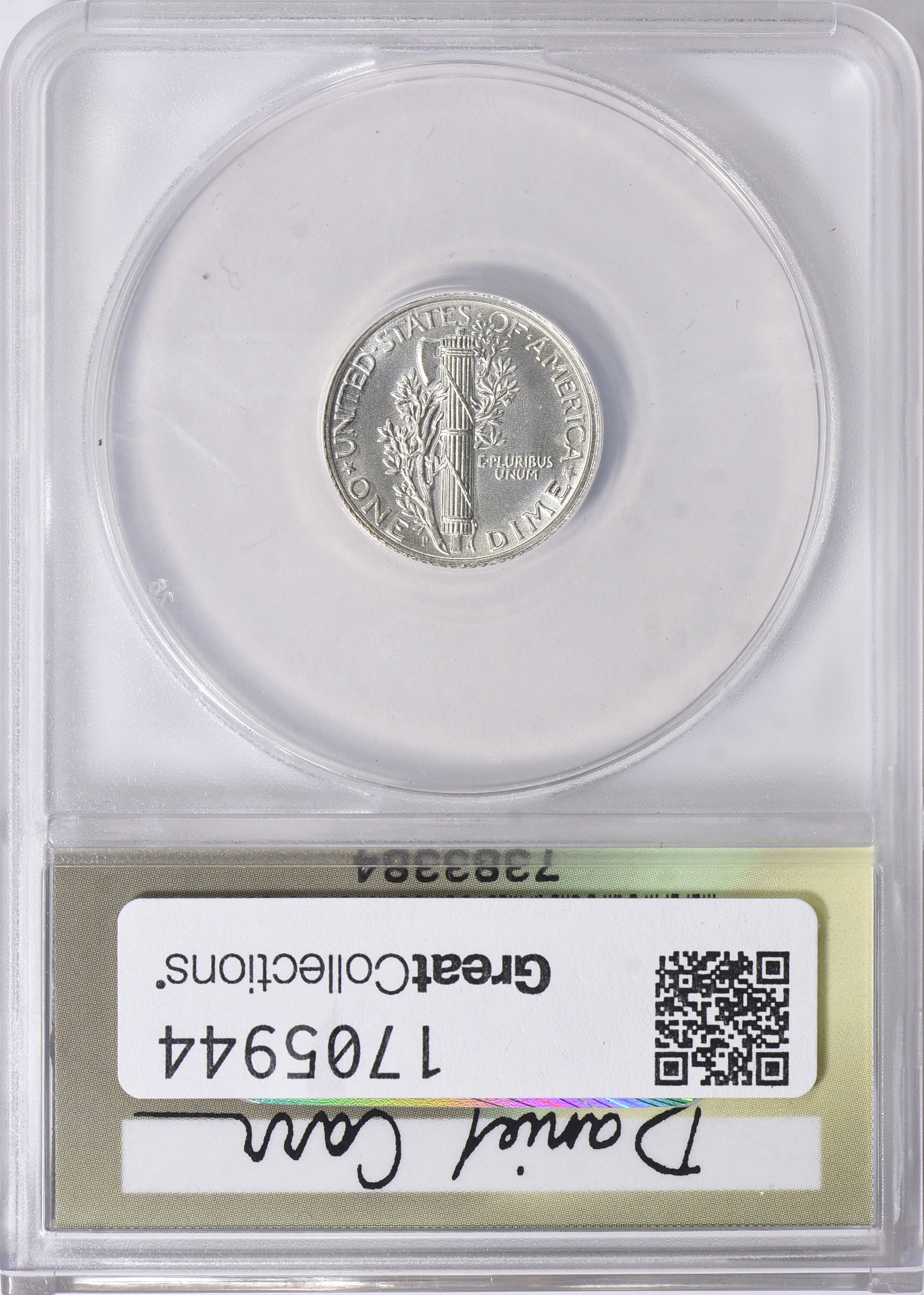 1946-P Mercury Dime Daniel Carr Token Overstruck on 1916-45 Mercury ...