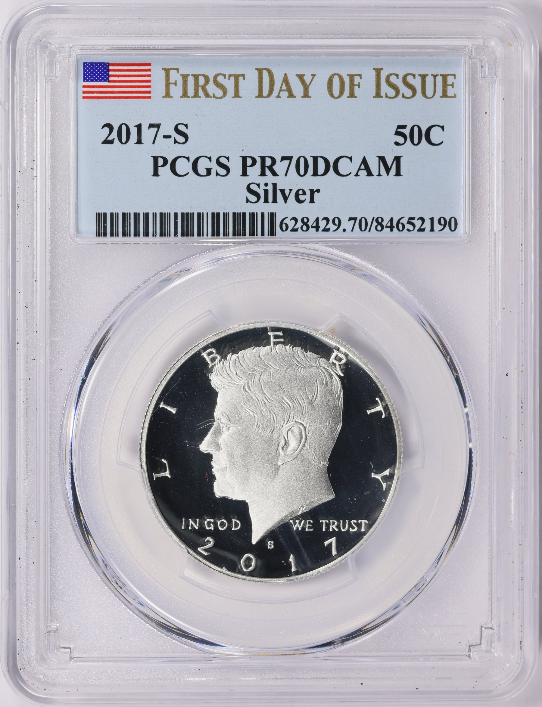 2017-S Kennedy Half Dollar Silver First Day of Issue PCGS Proof-70 DCAM (Item 1706075 ...