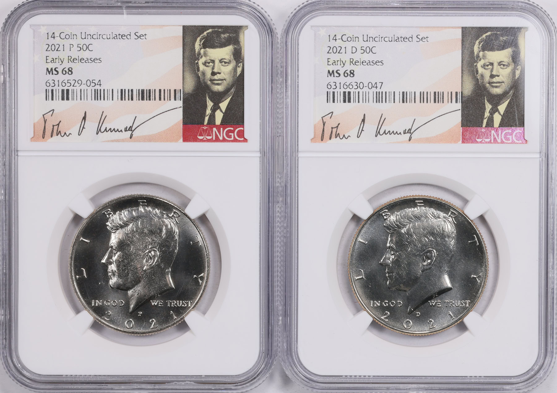 2021-P and 2021-D Kennedy Half Dollar Early Releases NGC MS-68 (2 Coins ...