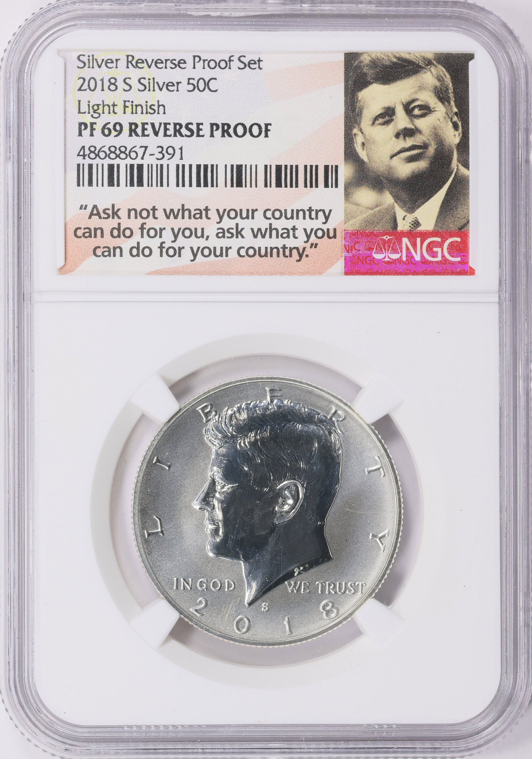 2018-S Kennedy Half Dollar Silver Reverse Proof - Light Finish (From the Reverse Proof 50th ...
