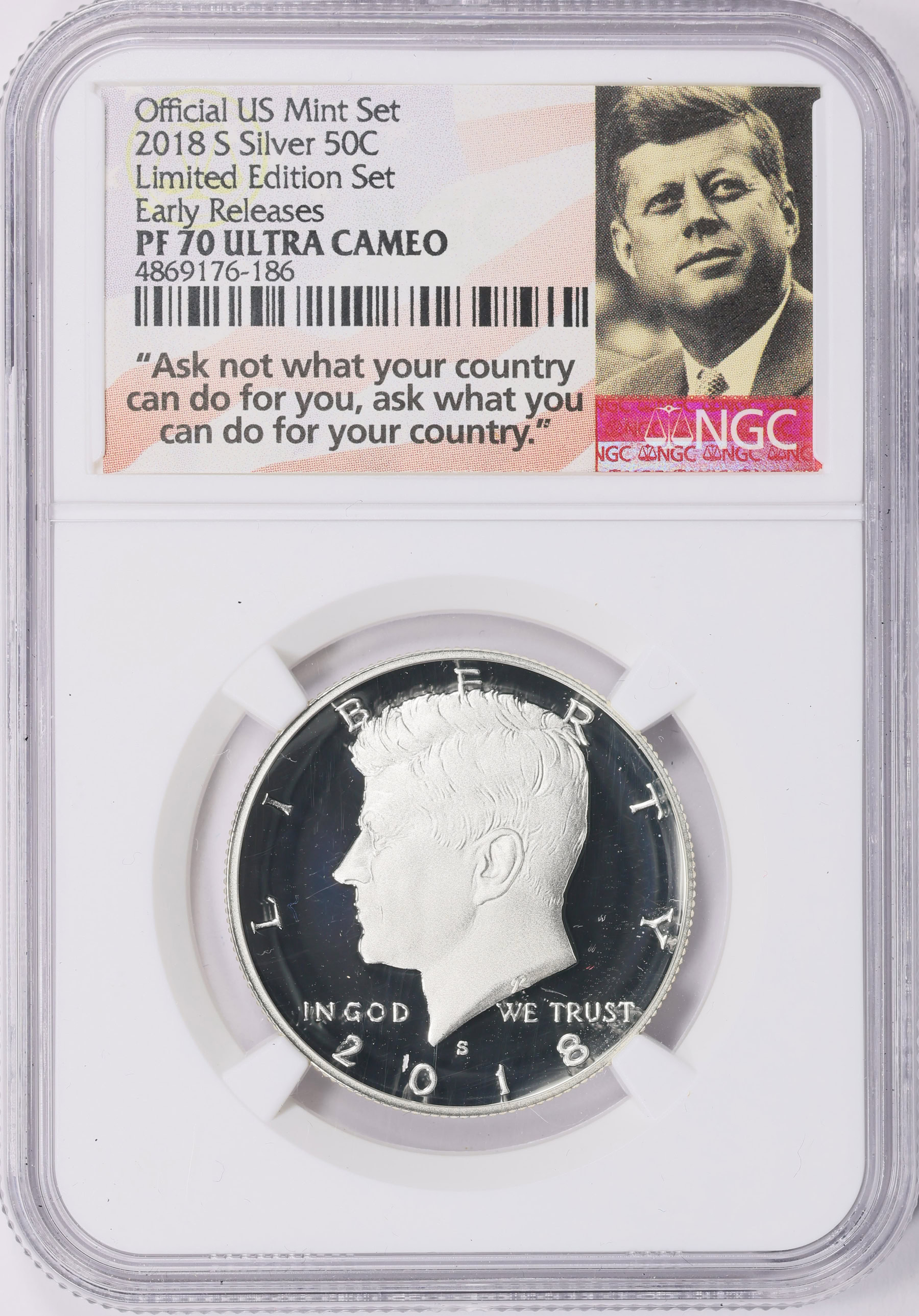 2018-S Kennedy Half Dollar Silver Early Releases (From the Limited Edition Proof Set) NGC Proof ...