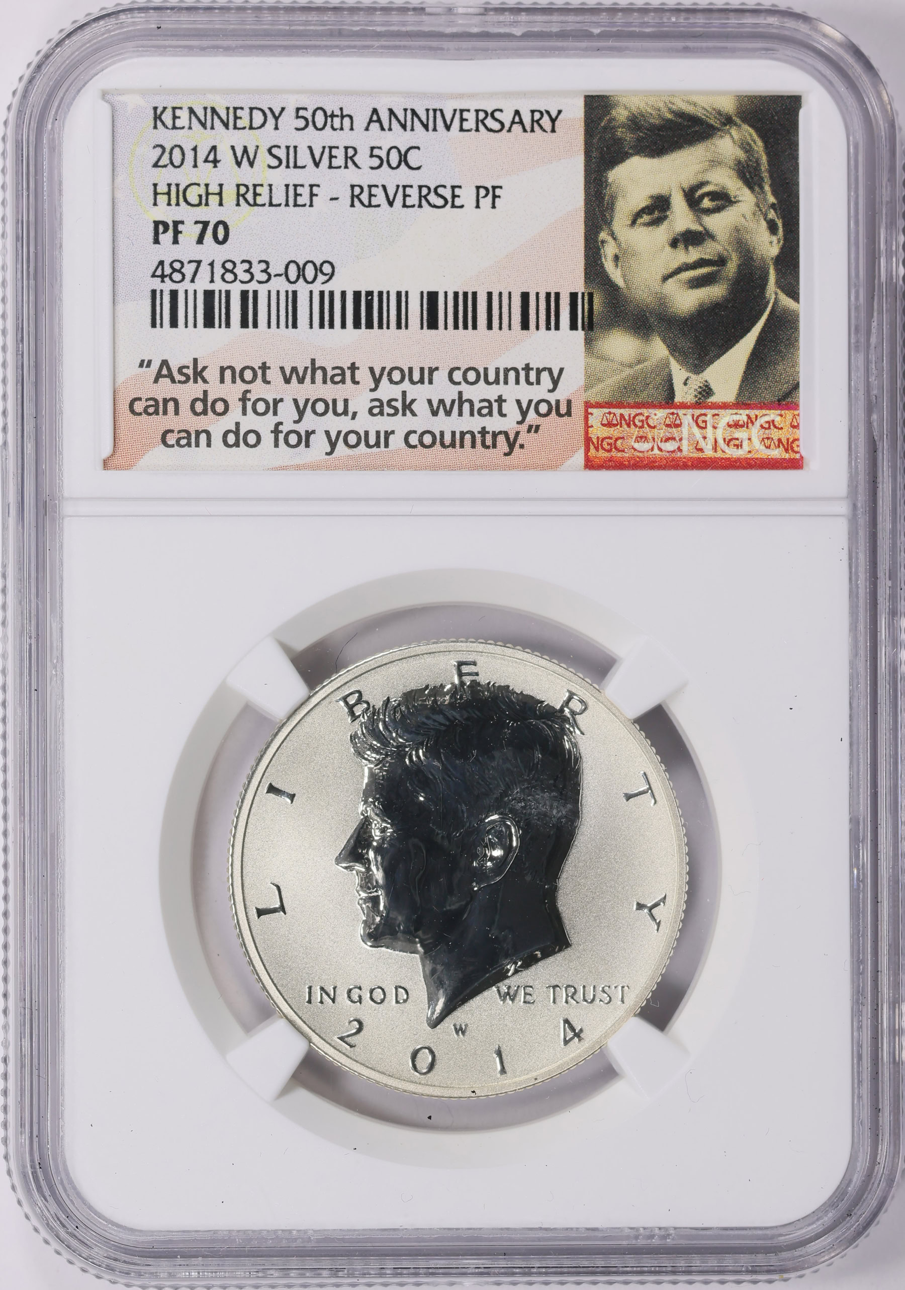 2014-W Kennedy Half Dollar Silver Reverse Proof 50th Anniversary NGC ...
