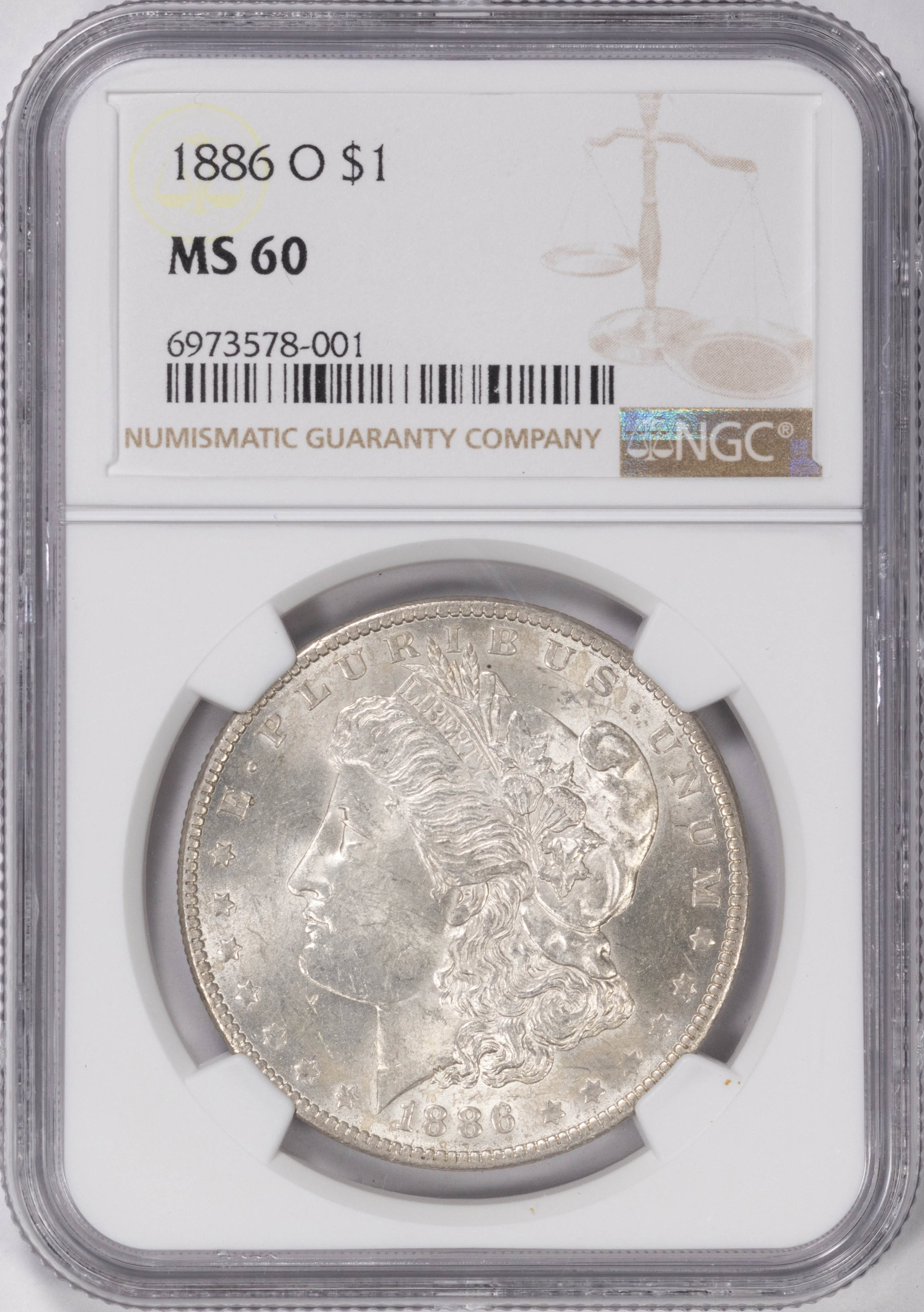 1886-O Morgan Silver Dollar NGC MS-60 (Item 1706494) | GreatCollections Coin Auctions