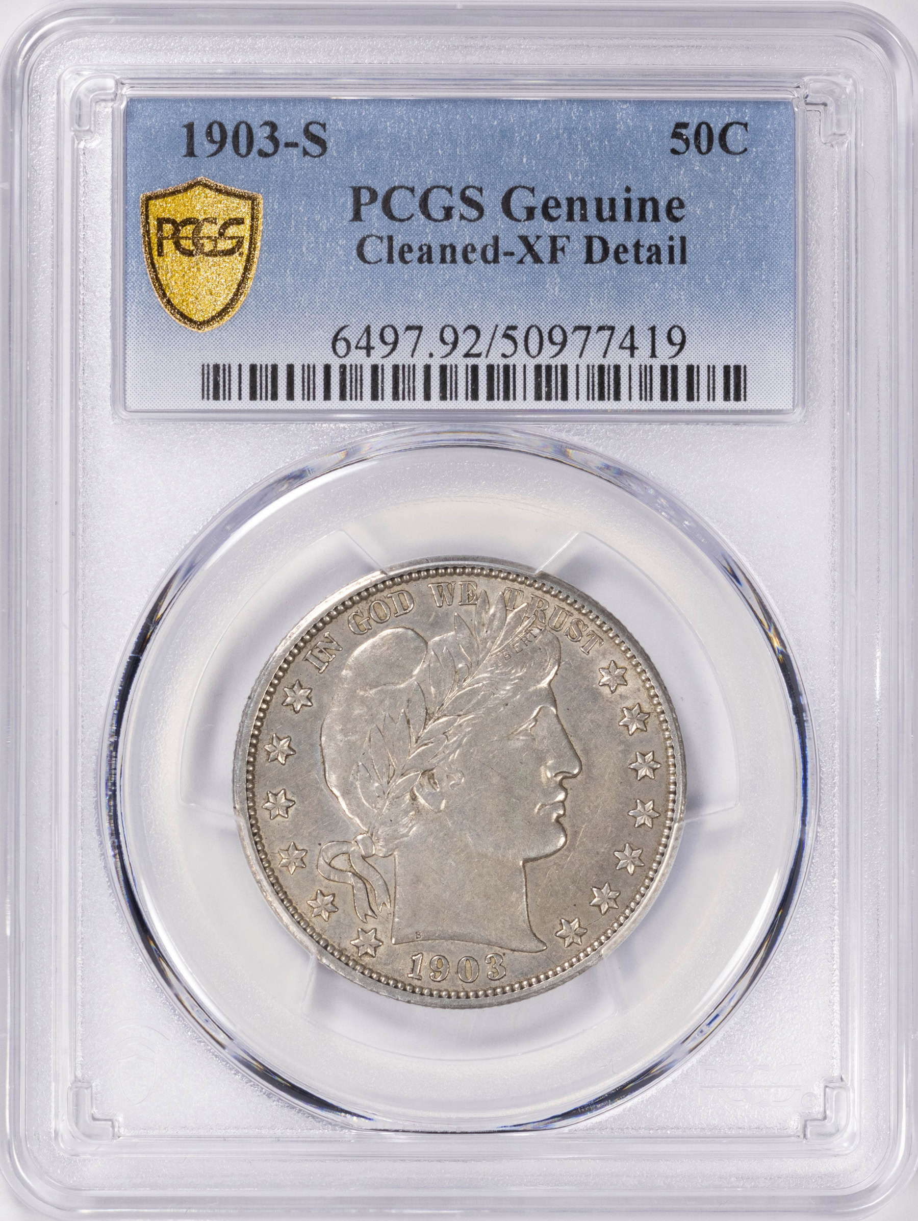 1903-S Barber Half Dollar PCGS Genuine XF Details (Item 1706550) | GreatCollections Coin Auctions